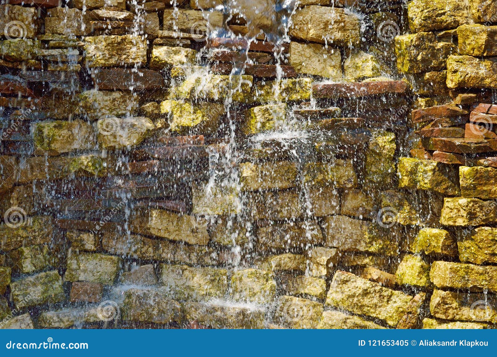 Water Flows through the Stone Wall. Stock Image - Image of rock, burst ...