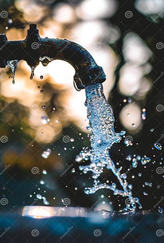 Water Flows from the Tap. Water Tap with Water Flowing Out of it Stock ...