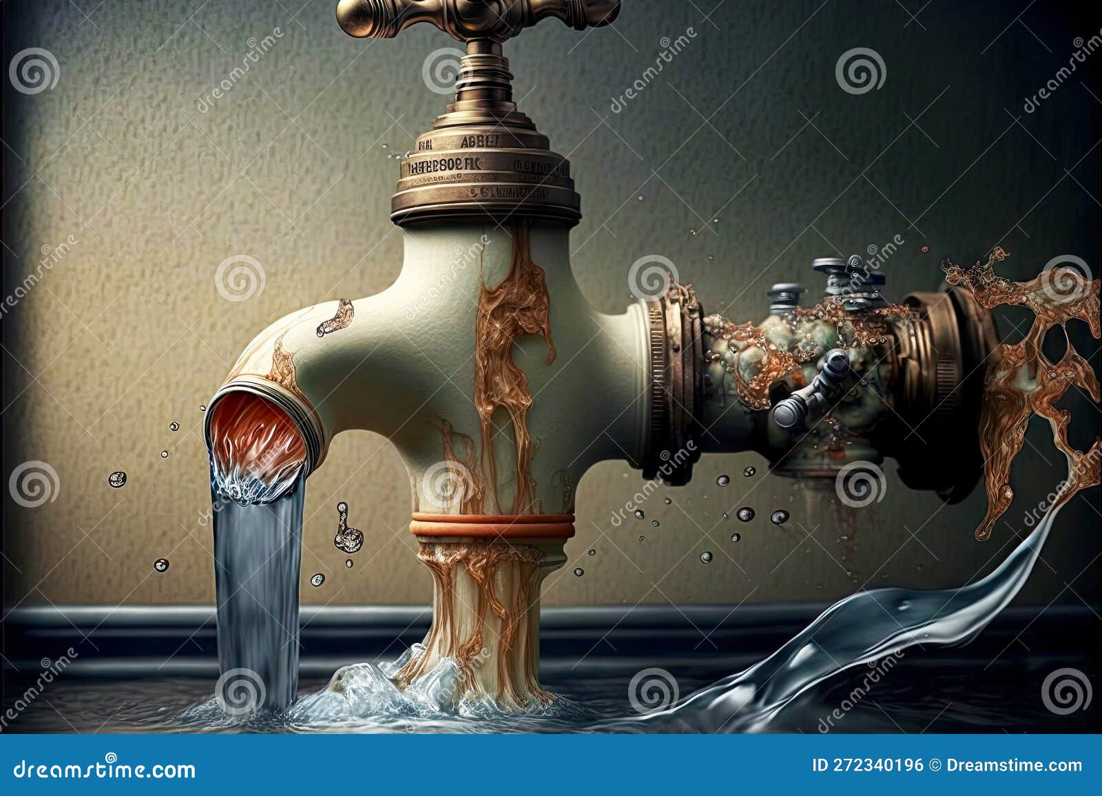 Water Flows from Tap and Overflows Everything Around Stock Illustration ...