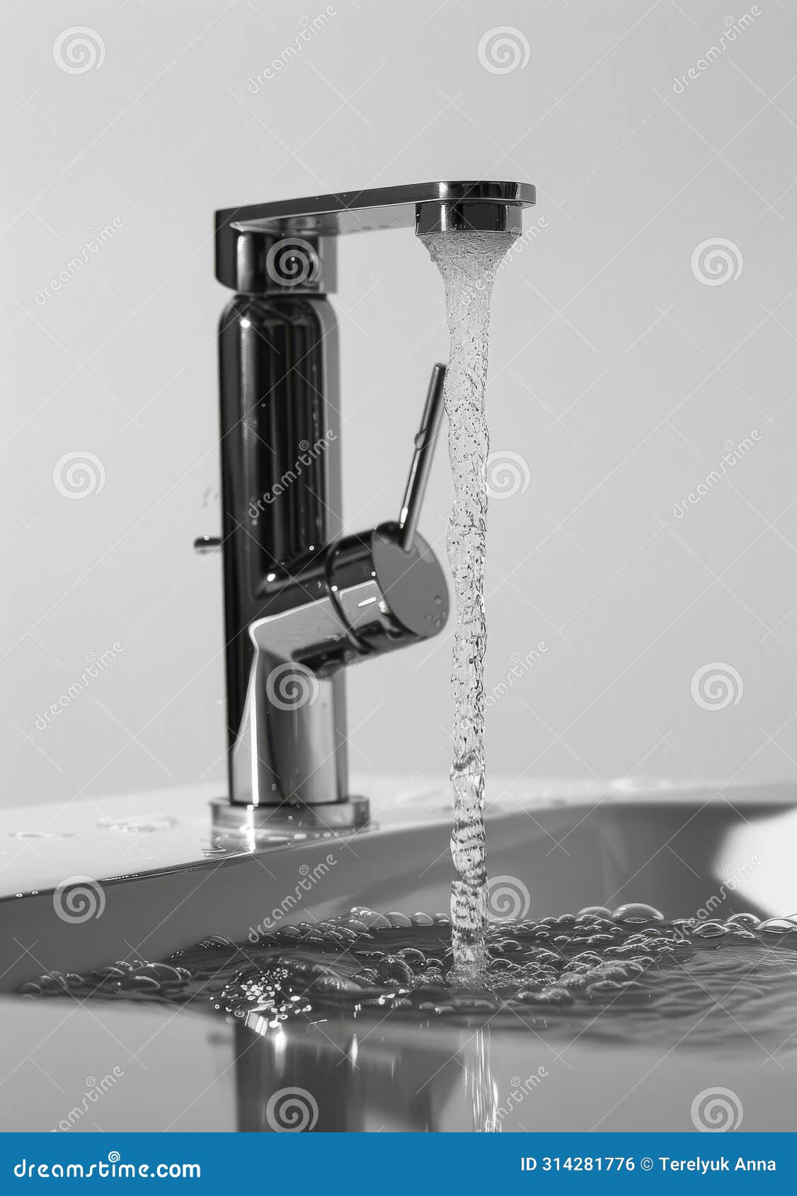 Water Flows from the Tap in the Sink Stock Photo - Image of sink ...
