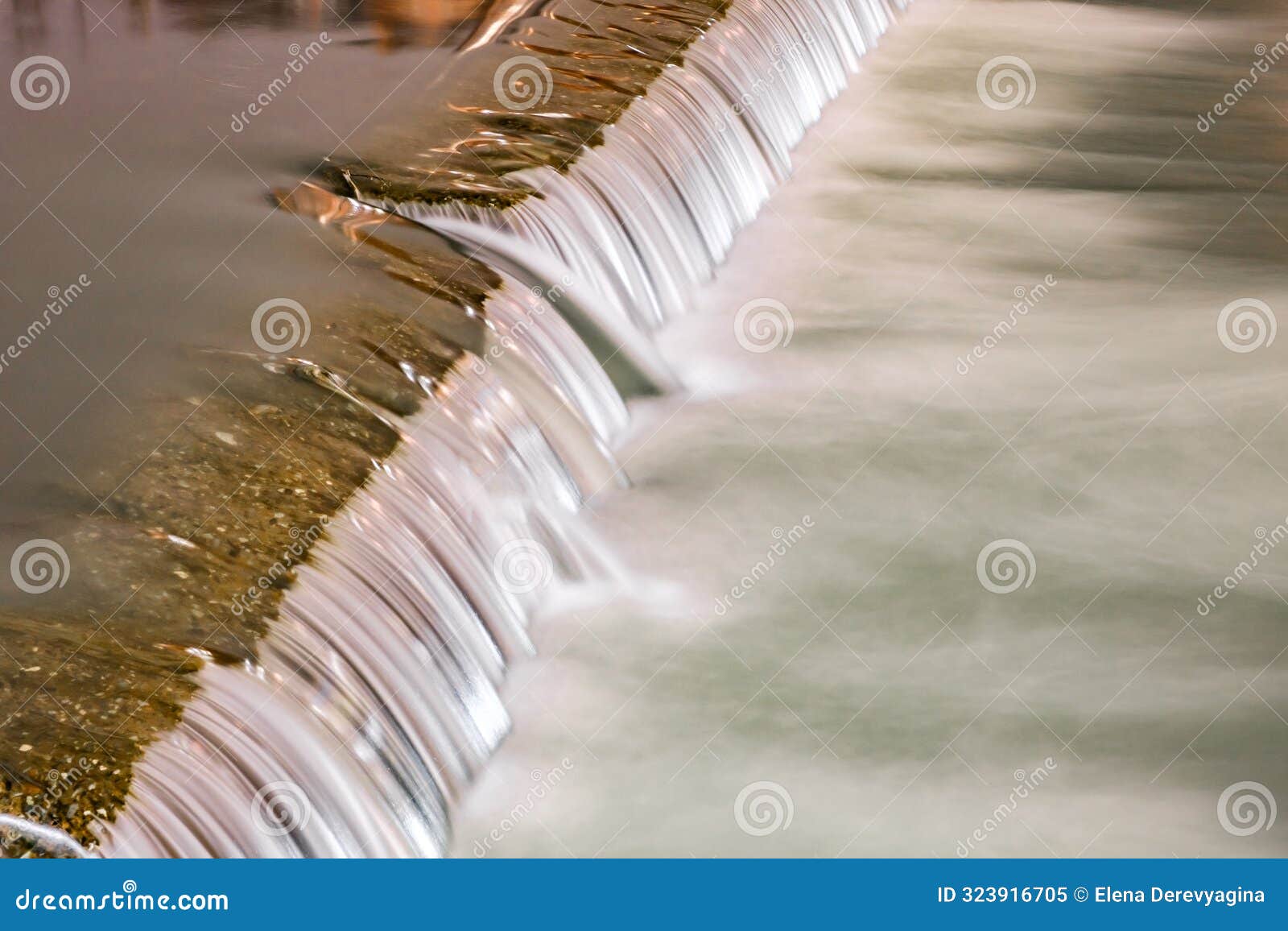 Water Flows from Threshold on River, Blurred Movement of Water Stock ...