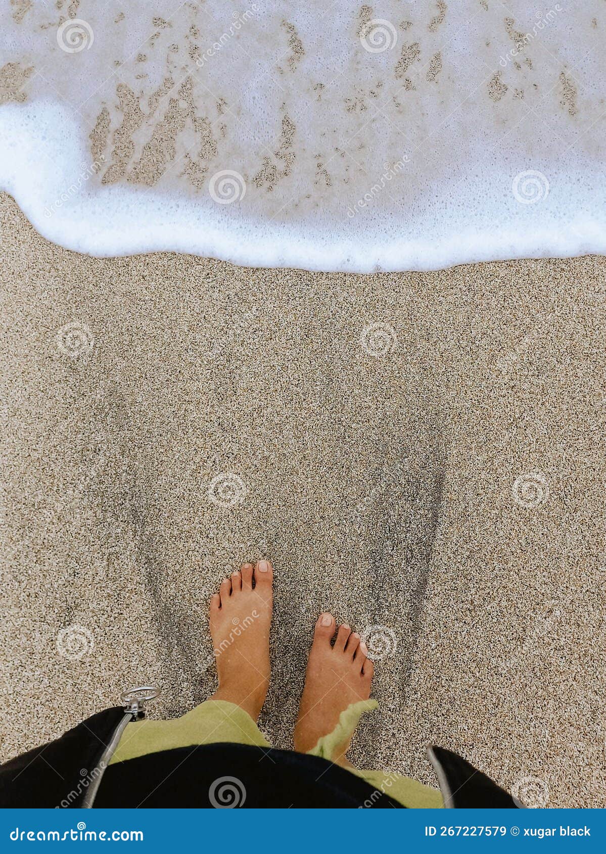 Water Foam on the Beach with Human Feet Stock Image - Image of water ...