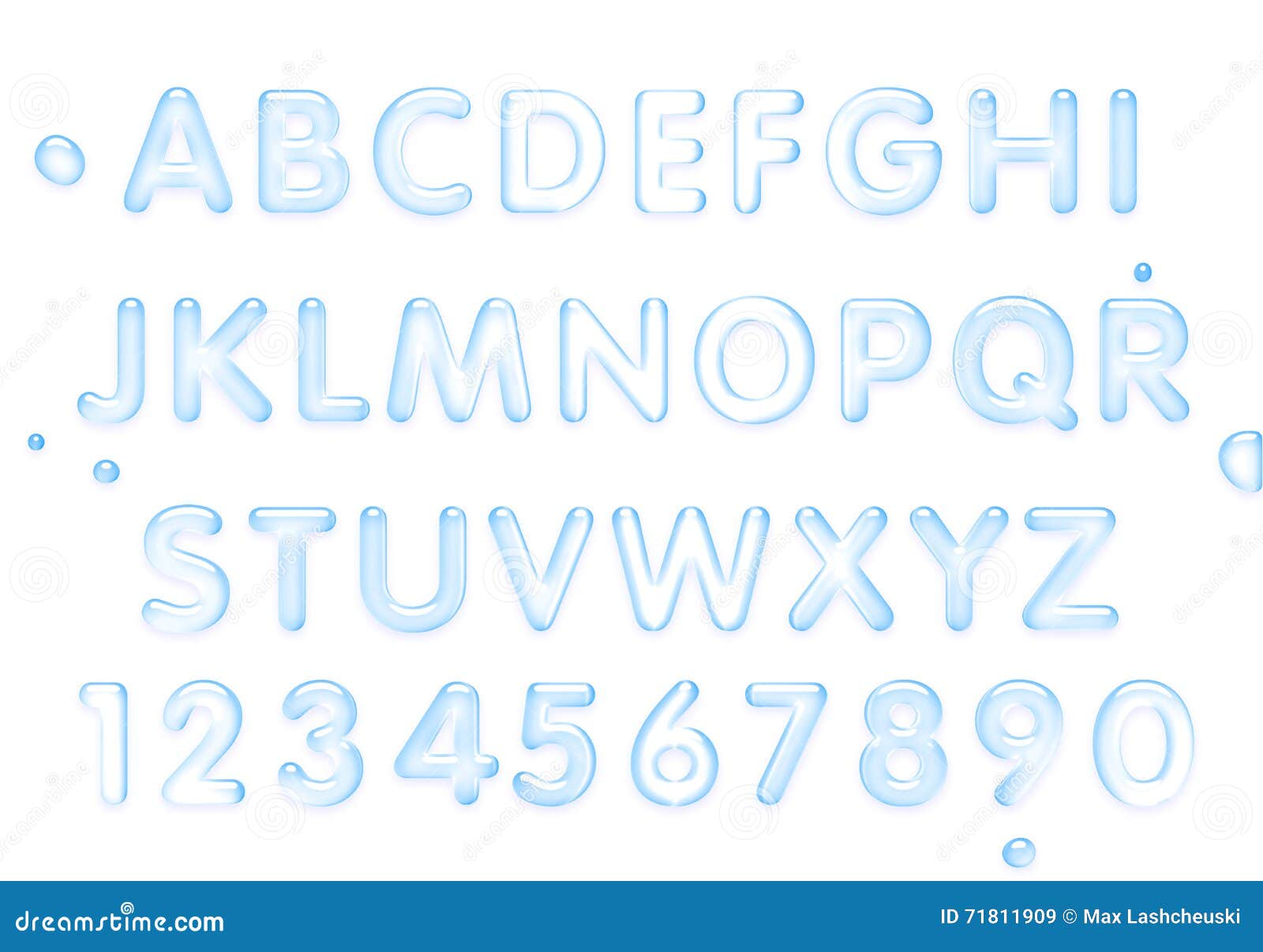 Water Font. Latin Alphabet Made of Water. Stock Illustration ...