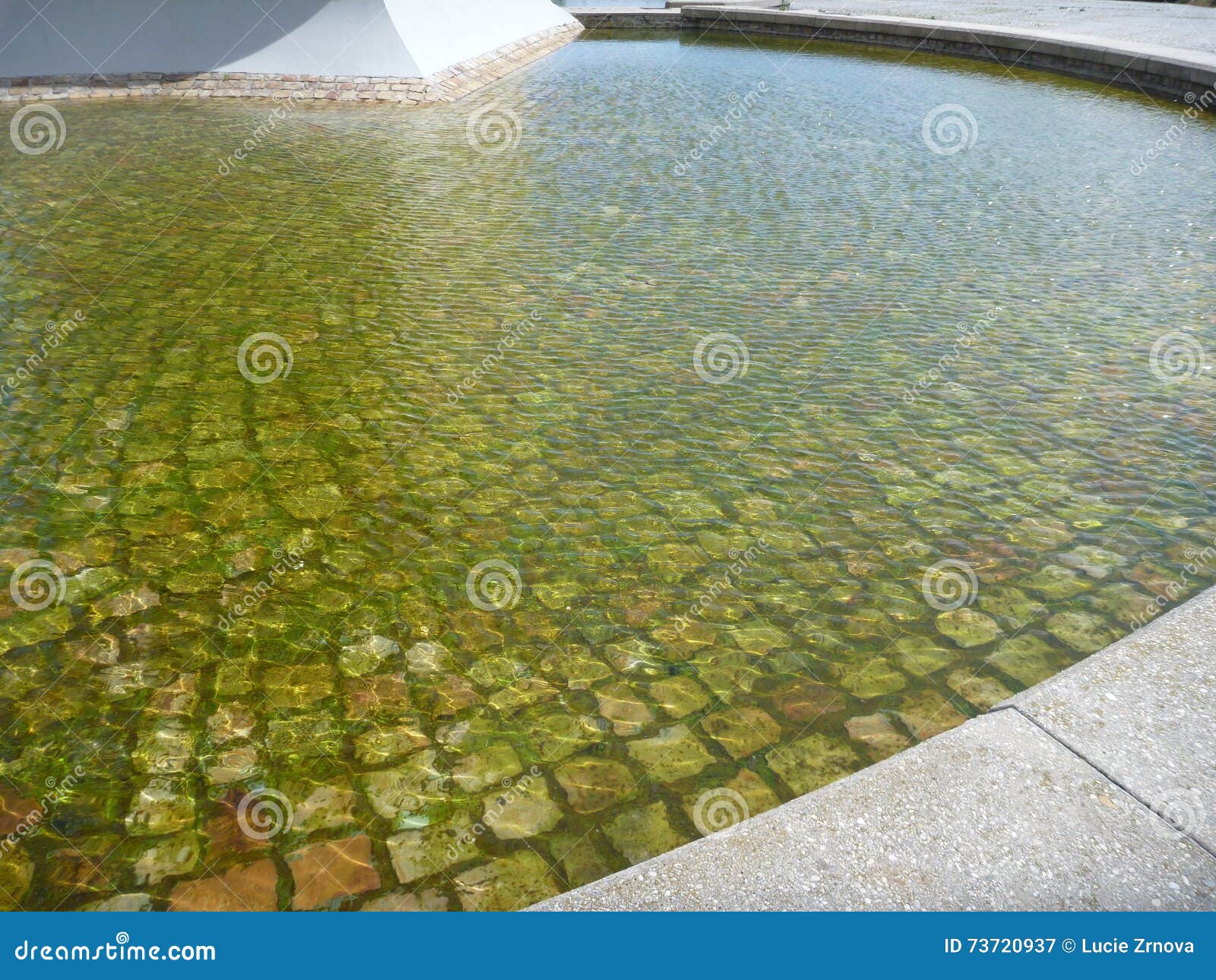 Water Fountain Bottom Paved with Cobbles Stock Image - Image of ...