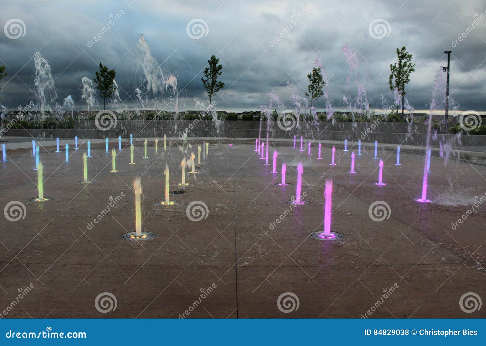 Water Fountain Color stock photo. Image of purple, clouds - 84829038