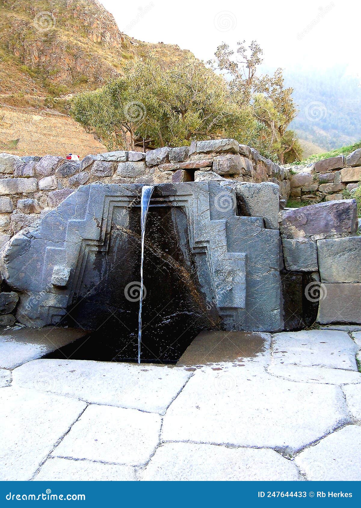 Water Fountain with Finely Carved Stone Water Supply at the Incan Ruins ... Water Fountain with Finely Carved Stone Water Supply at the Incan Ruins ...