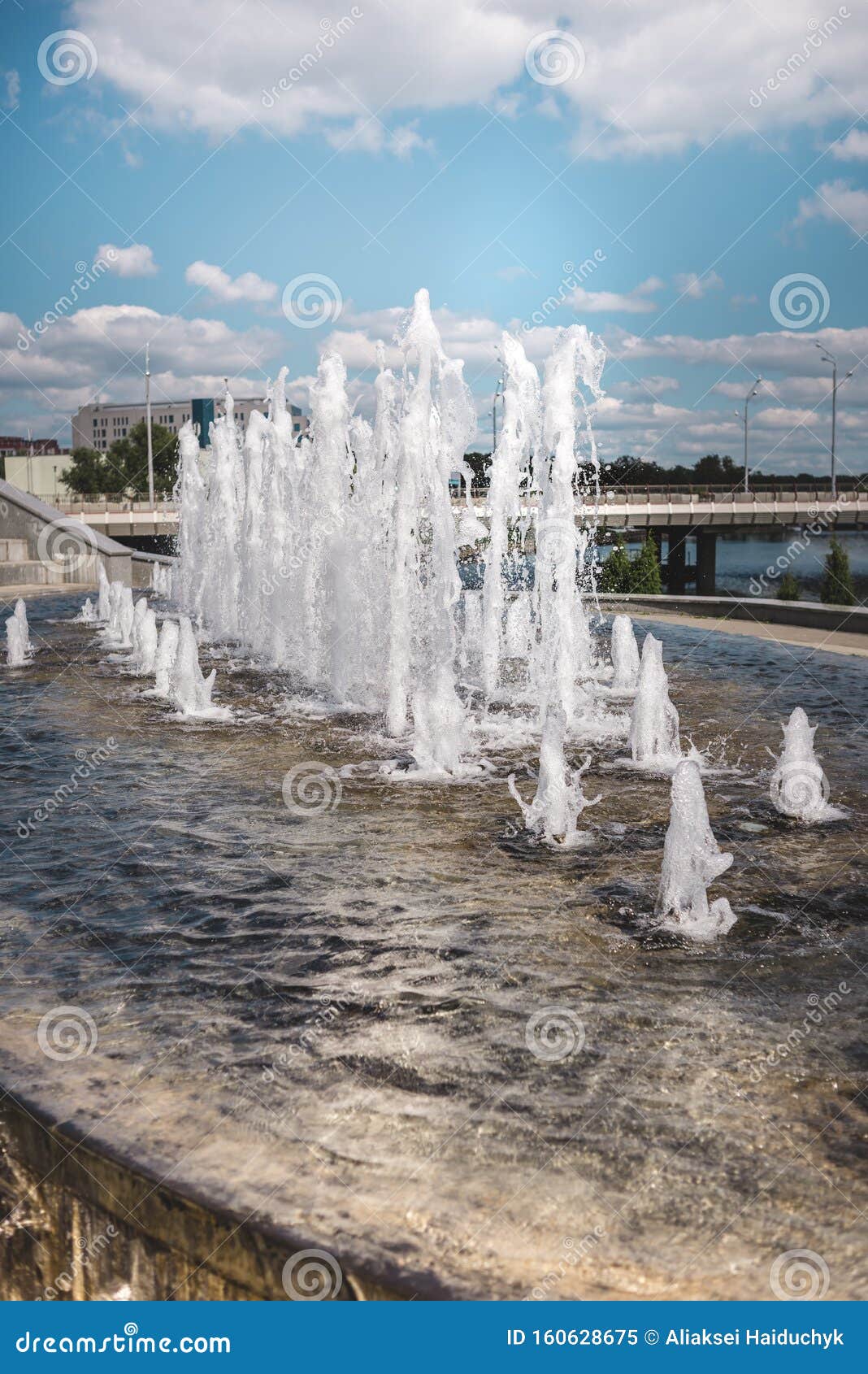 Water Fountain Water Jet Over Blue Sky/Head of Water Jets from Fountain ...