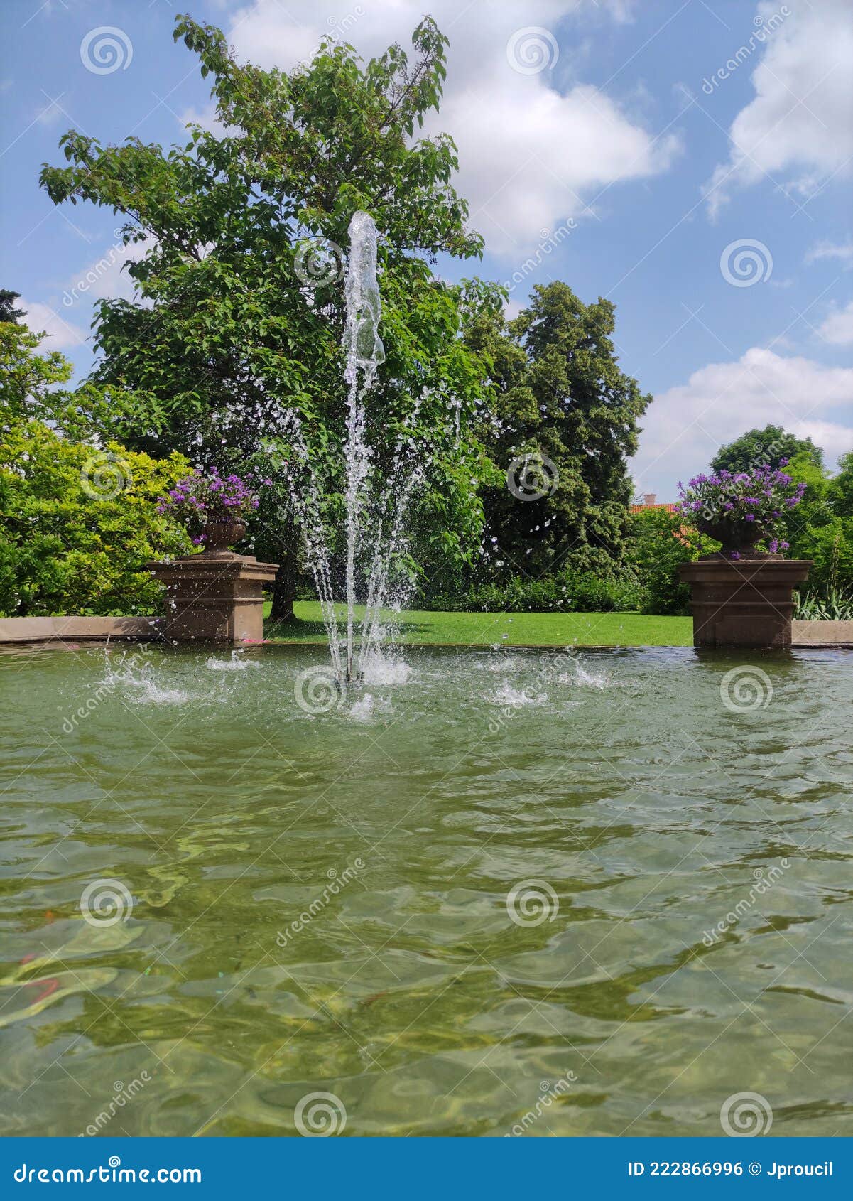 Water Fountain in Nature Park Stock Photo - Image of water, flower ...