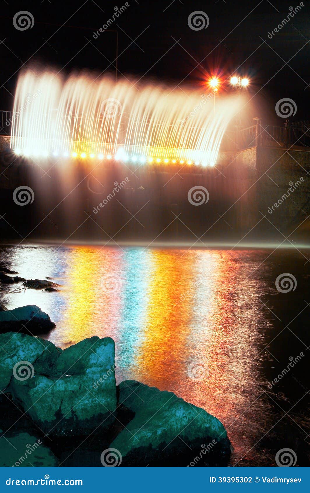 Water fountain at night stock photo. Image of park, abstract - 39395302