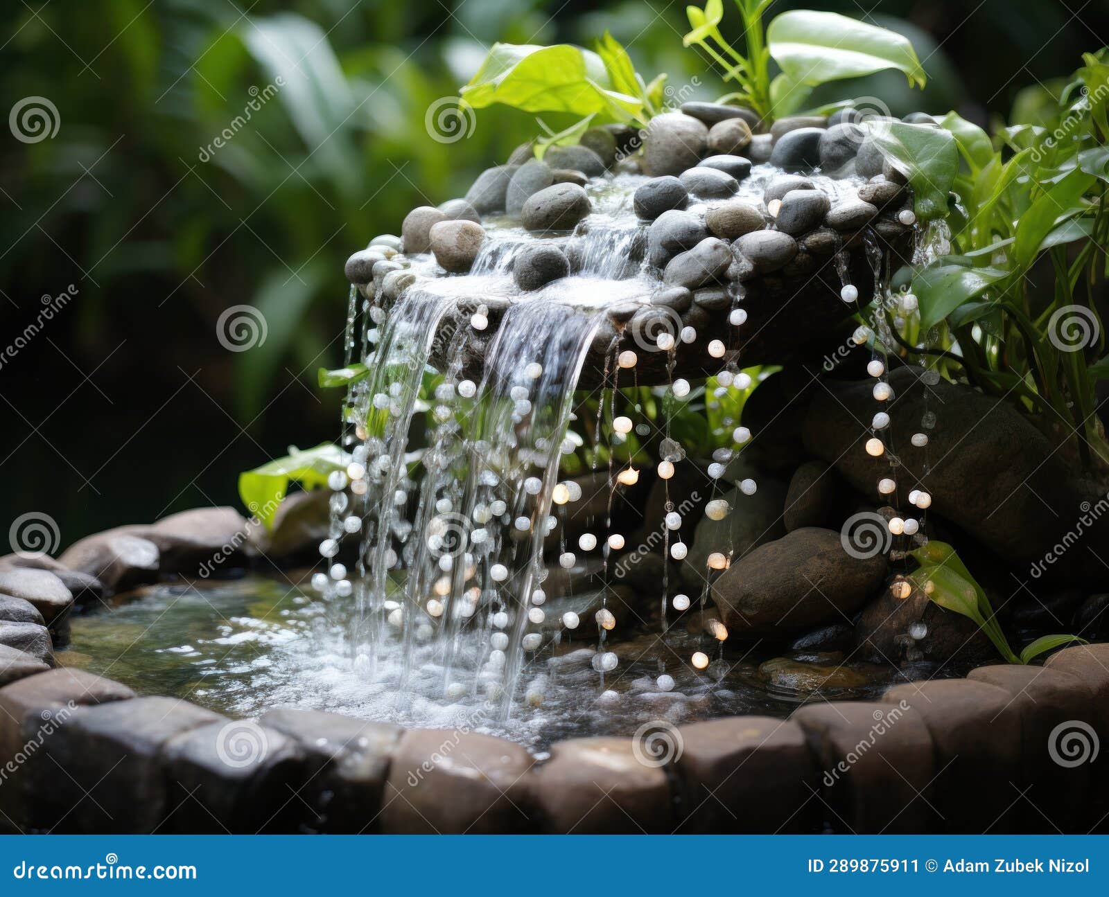 Fountain With Flowing Water Top View Vector Illustration ...