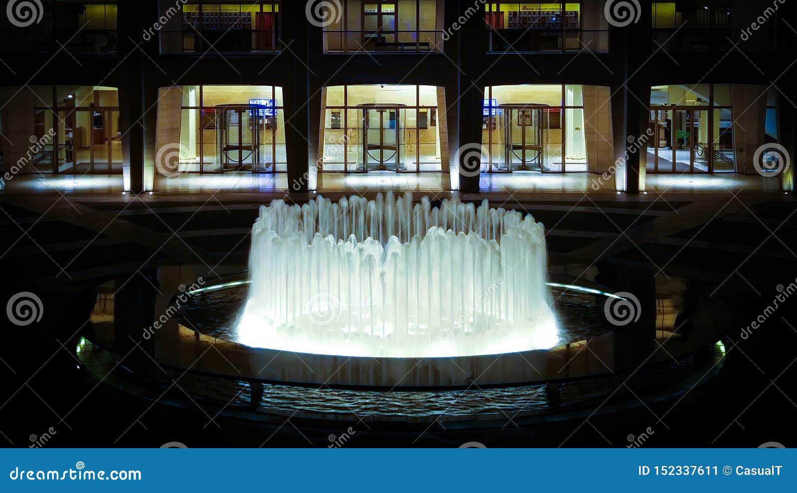 Water Fountain Lit Up during the Night Stock Image - Image of ...