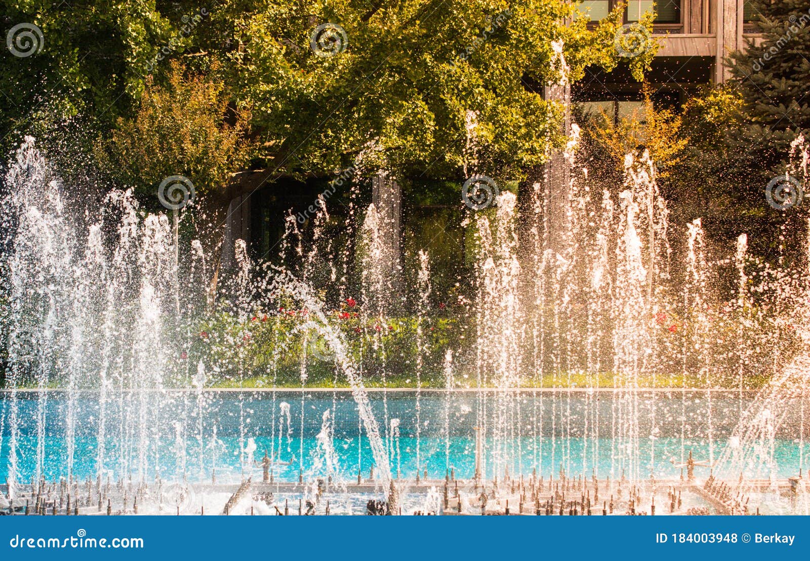 A Water Fountain Sprinkling Water on Display Stock Photo - Image of ...