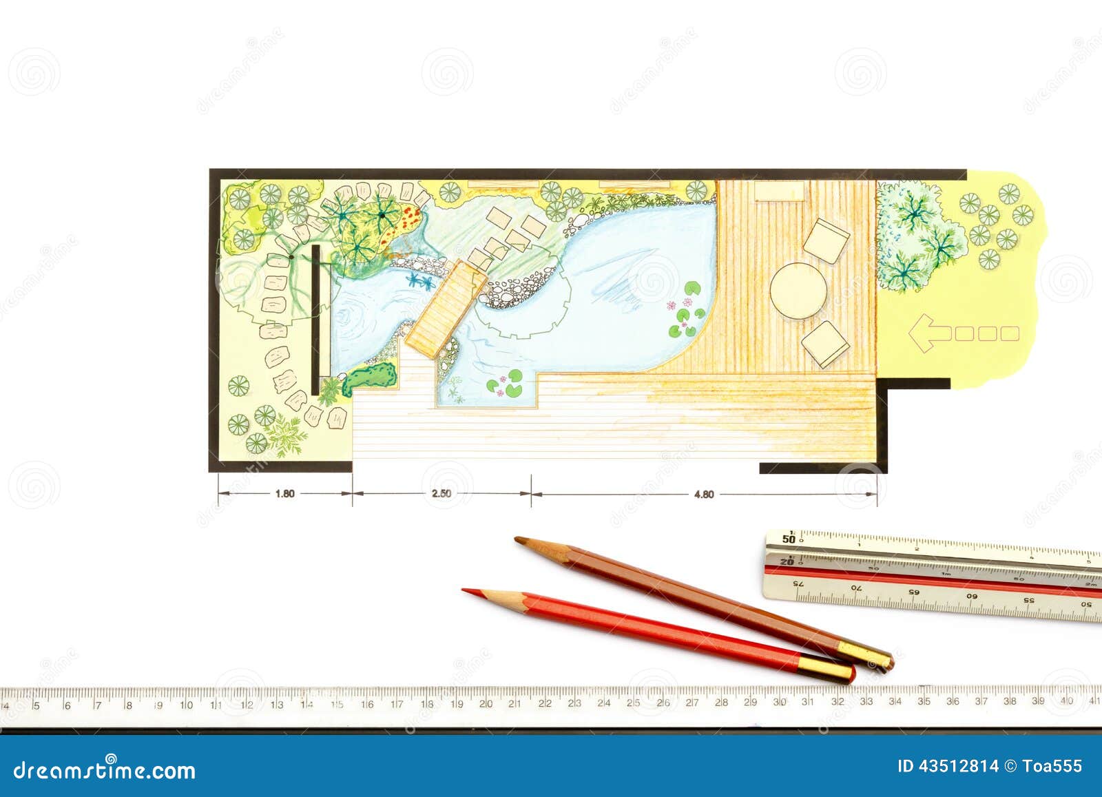 Water garden design Plan stock illustration. Illustration of color ...