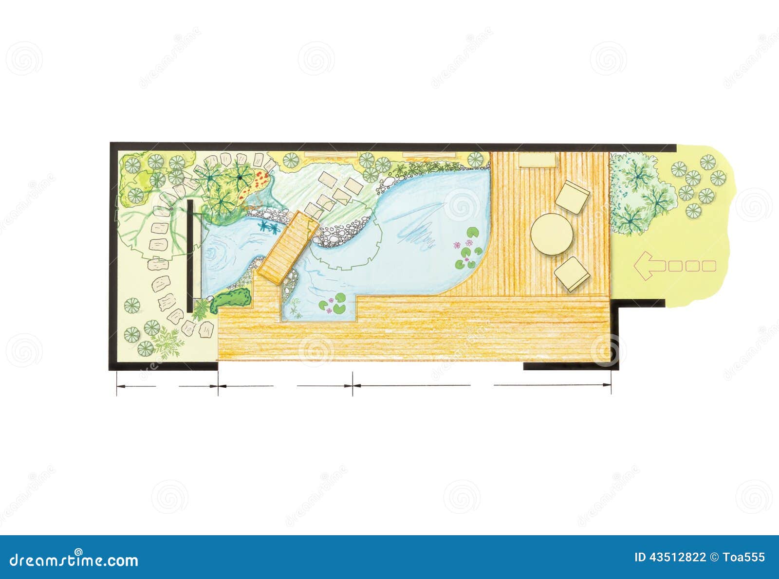 Water garden design Plan stock illustration. Illustration of pave ...