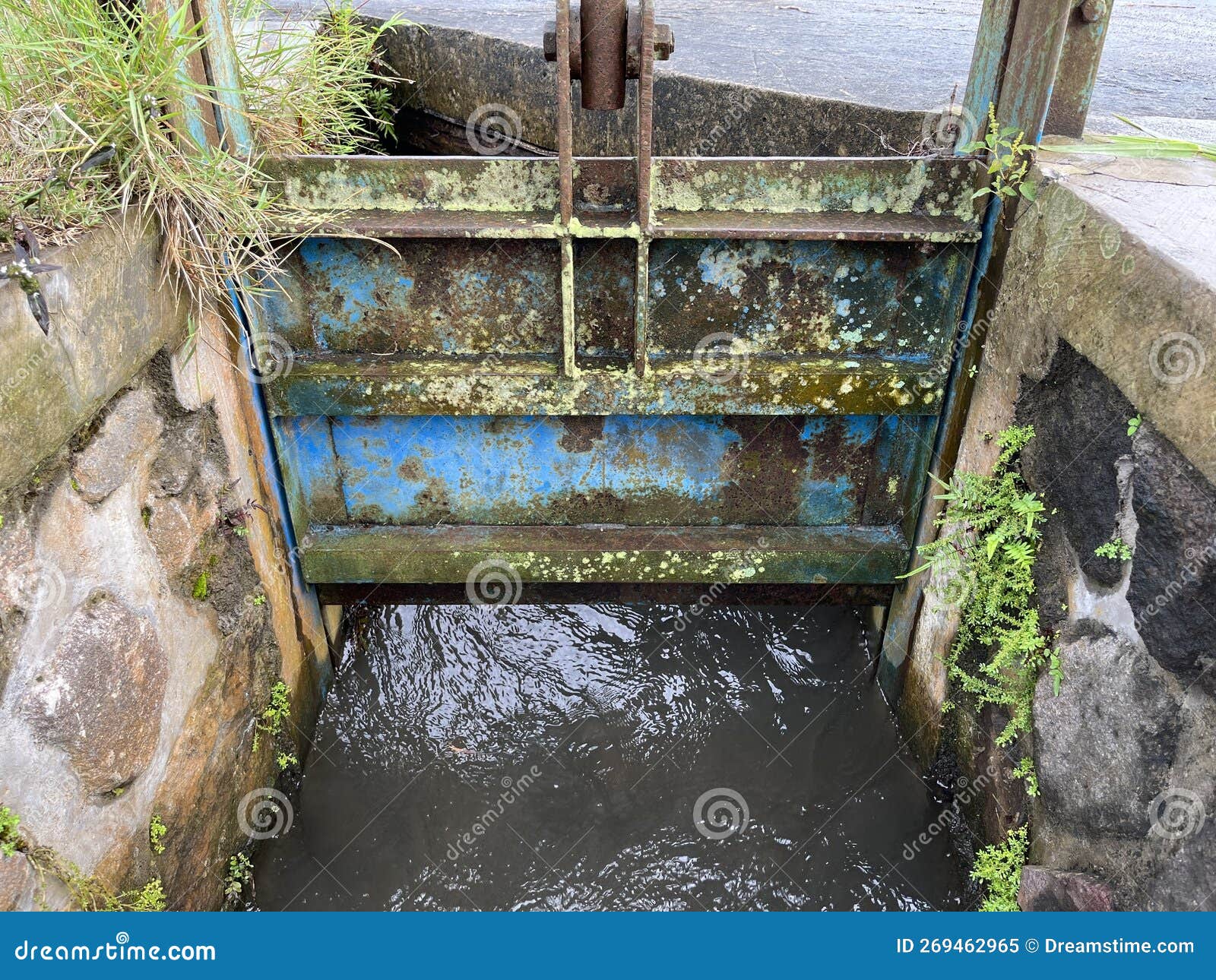 Water Gate Irrigation To Adjust the Flow of Water Stock Image - Image ...