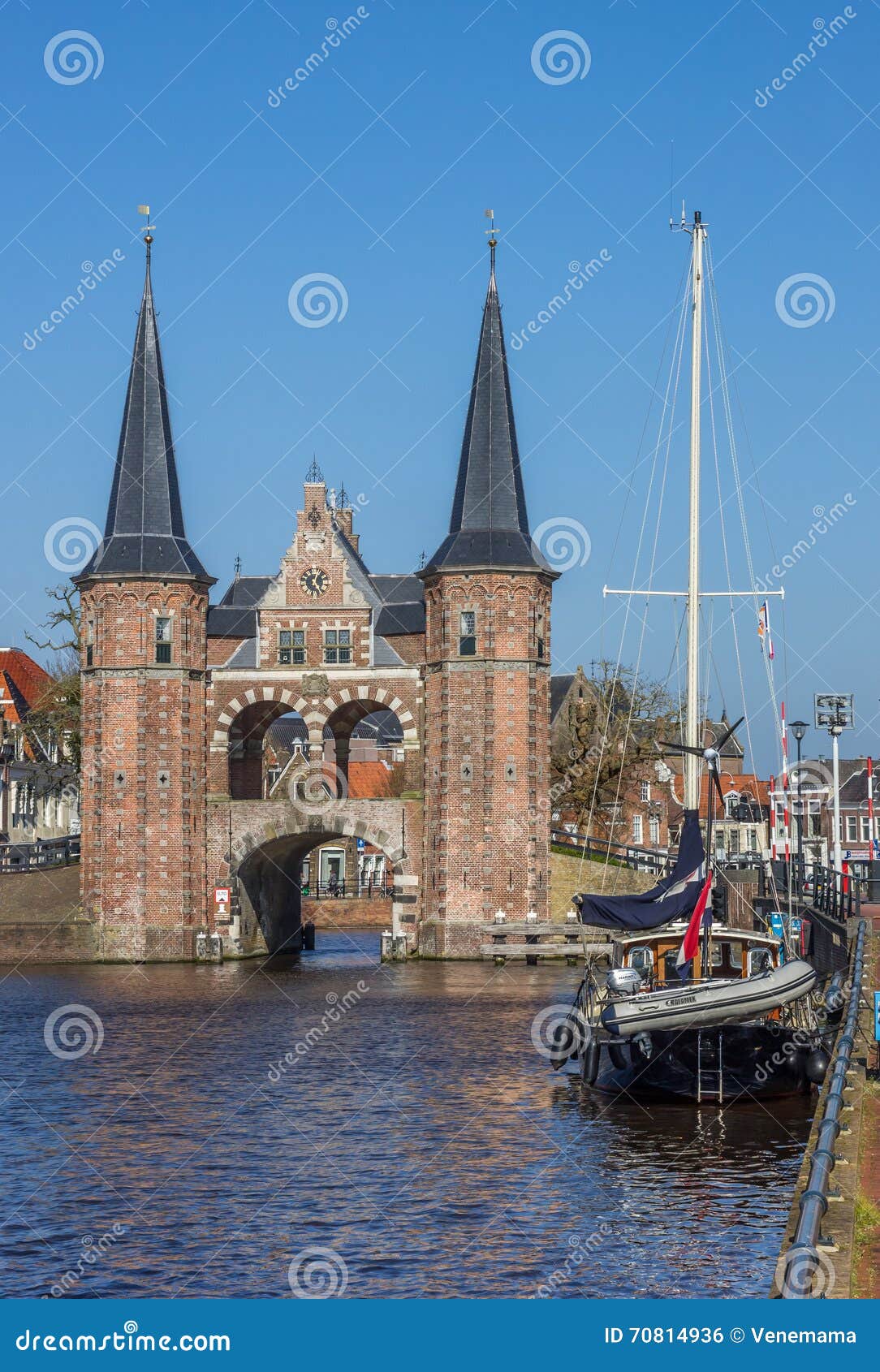 Water Gate and Ship in the Historical City Sneek Editorial Photo ...