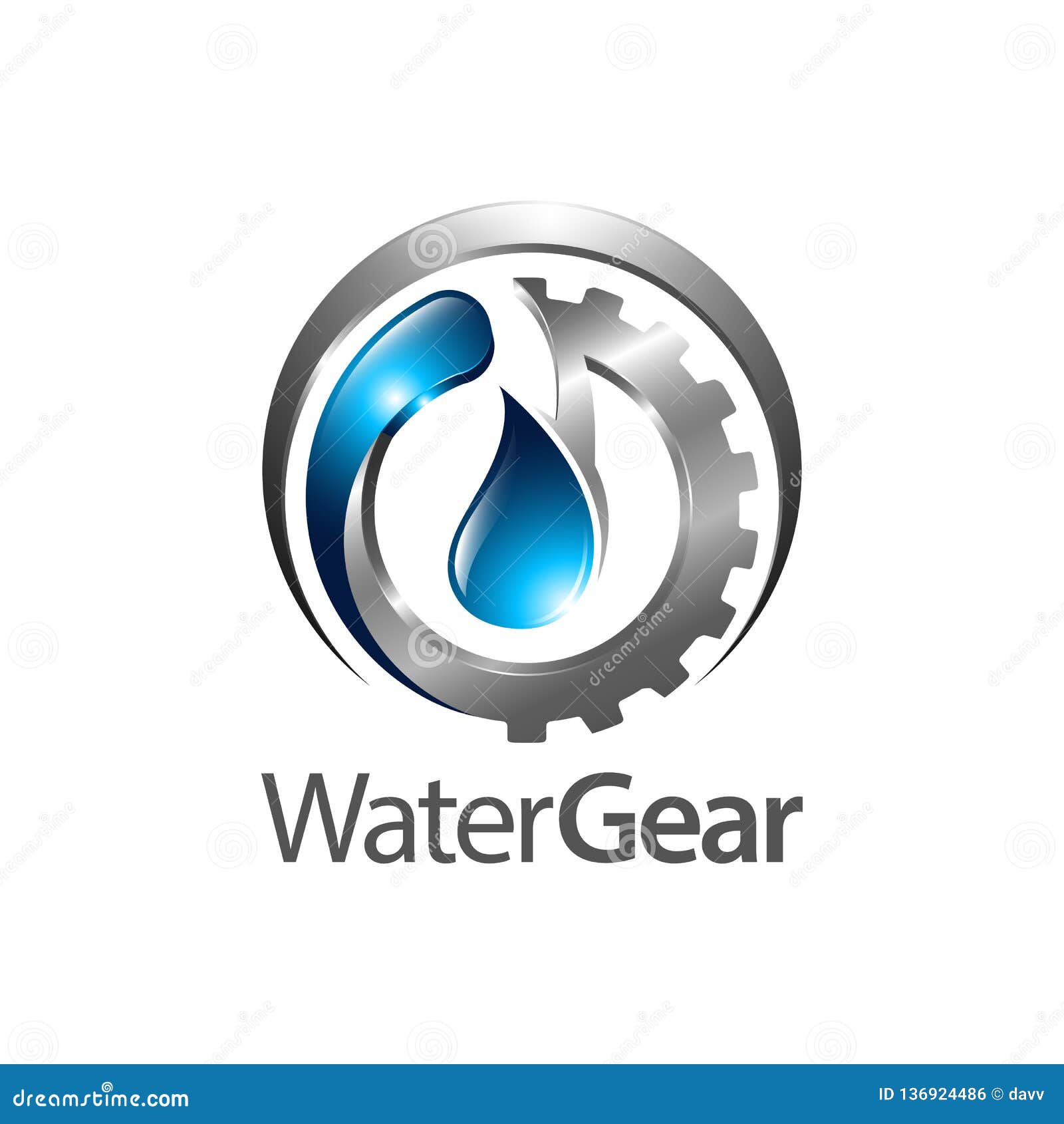 Water Gear Logo Concept Design. Three Dimensional Style Stock Vector ...