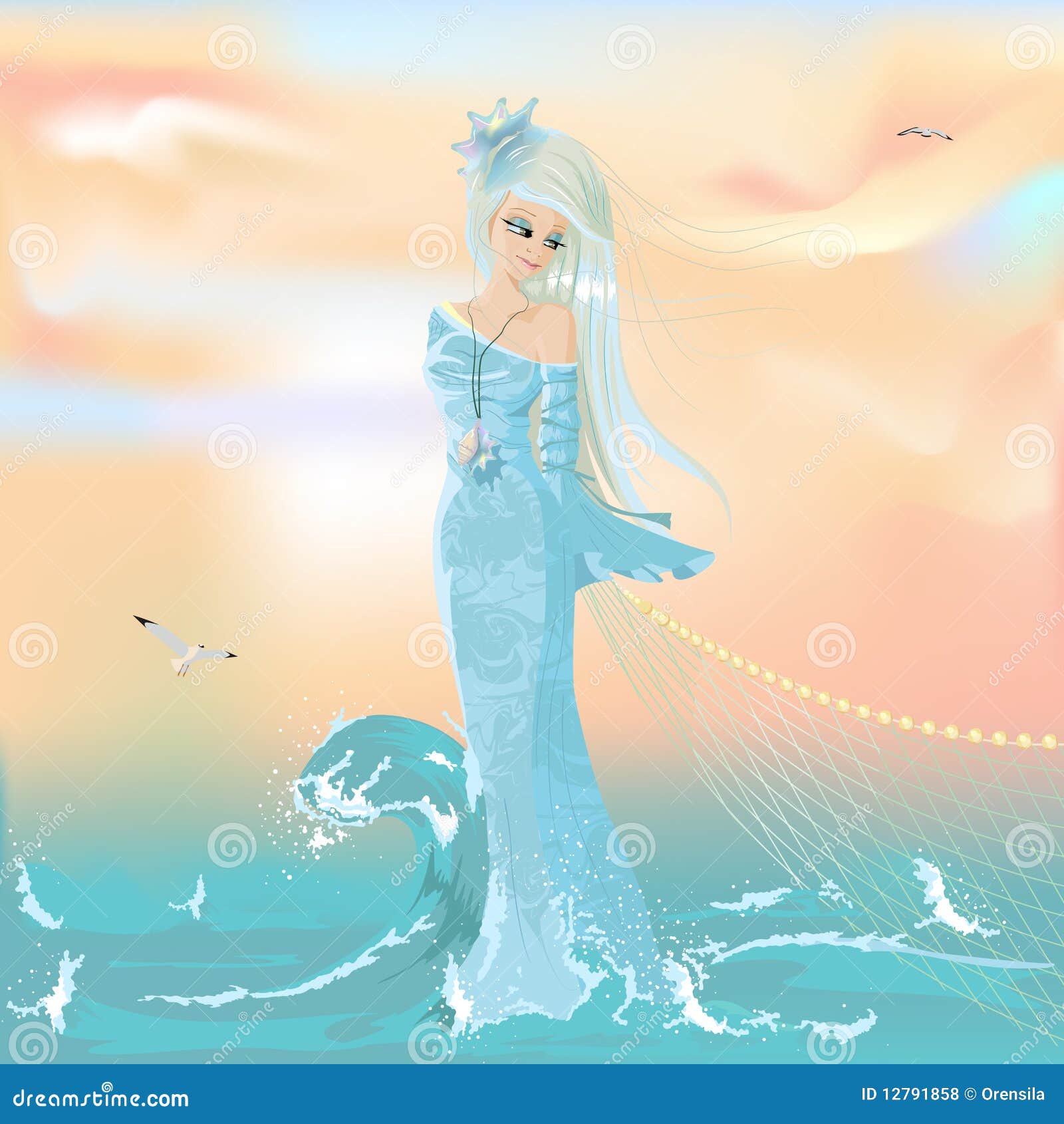 Water girl stock vector. Illustration of glamour, women - 12791858