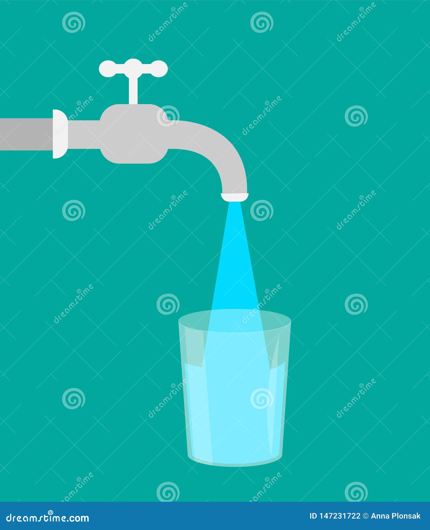 Water and Glass. Flat Design. Water from the Tap Stock Illustration ...