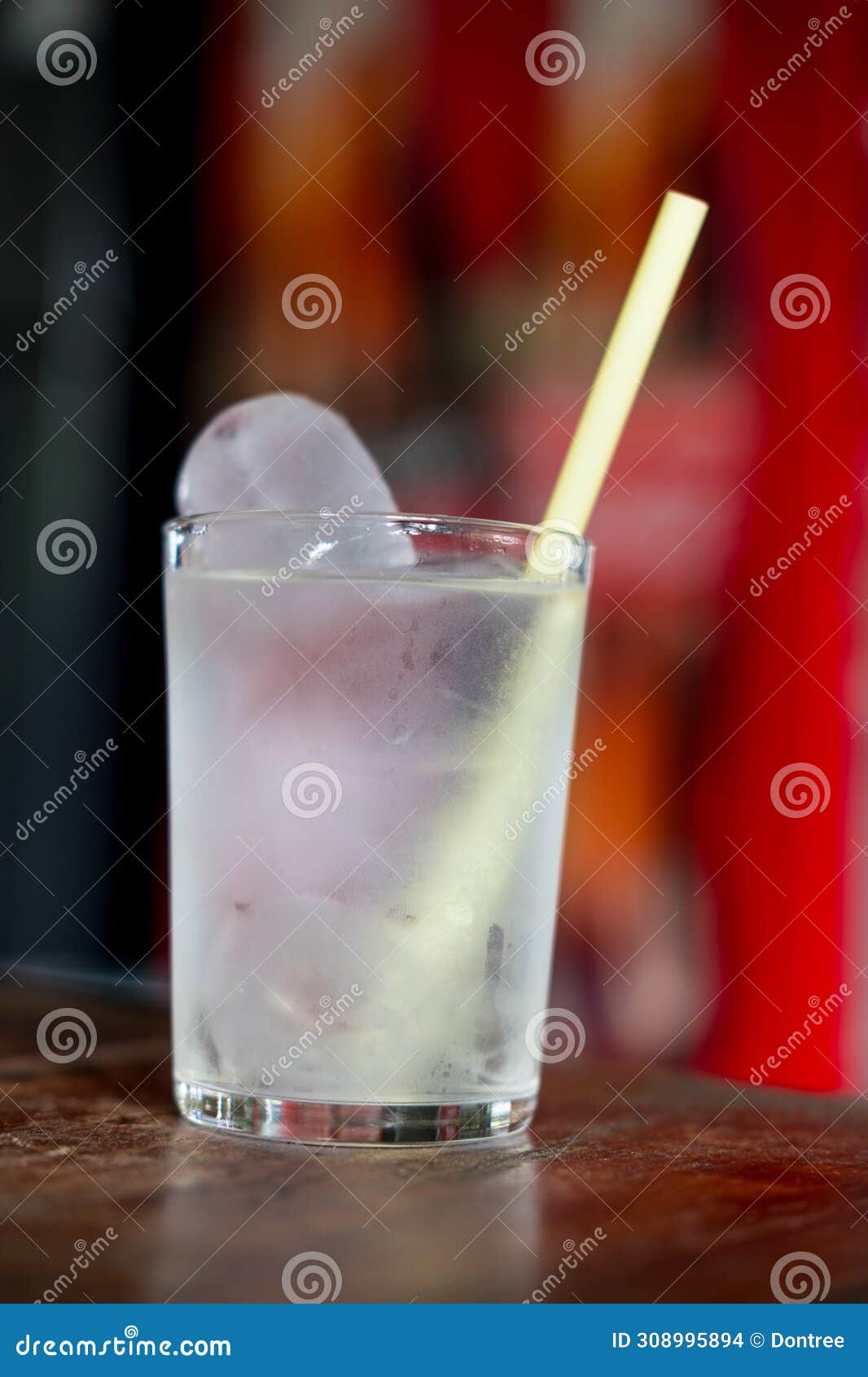 Water Glass with Ice in the Glass on the Table Stock Photo - Image of ...