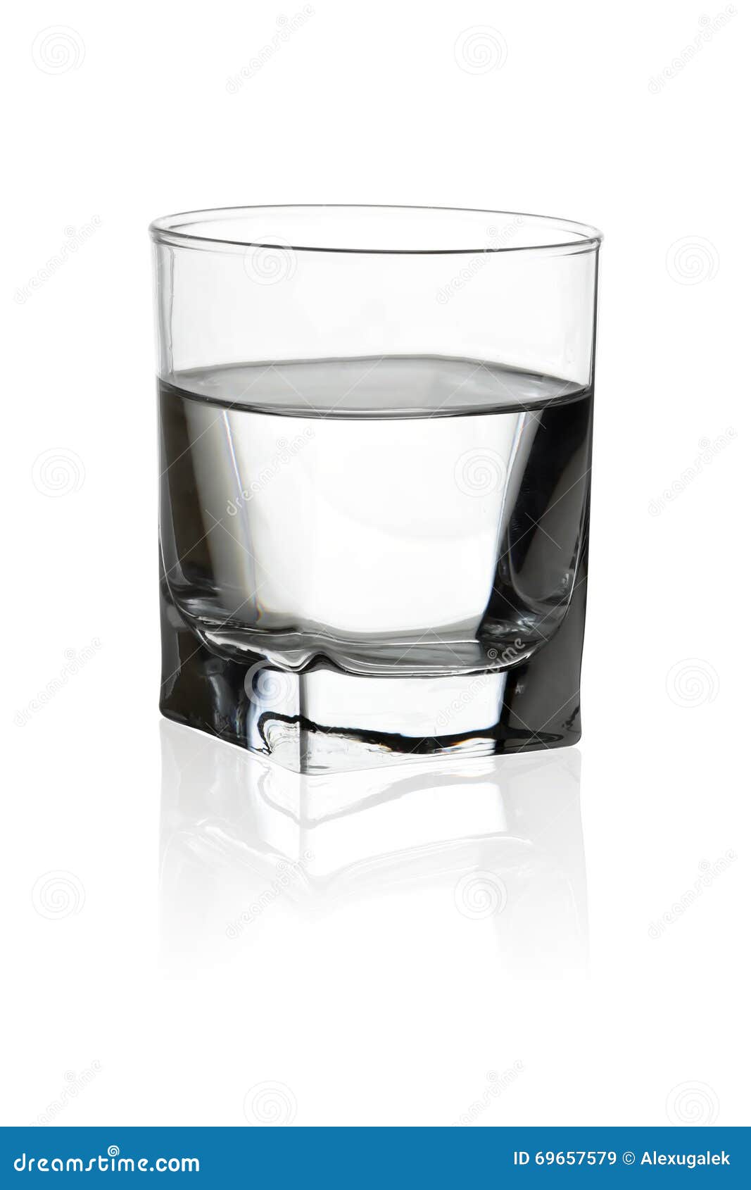 Water in a Glass with Its Reflection Isolated on White Stock Image ...