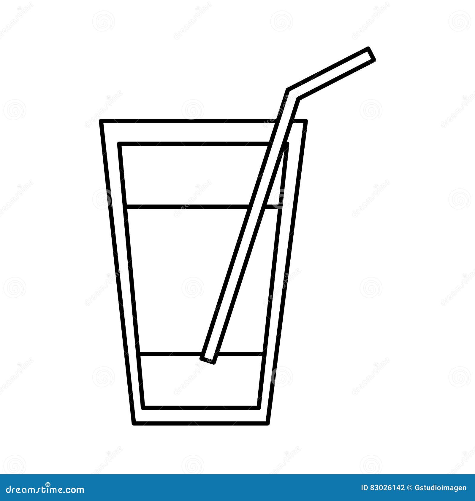 Water Glass with Straw Drawing Stock Illustration - Illustration of ...