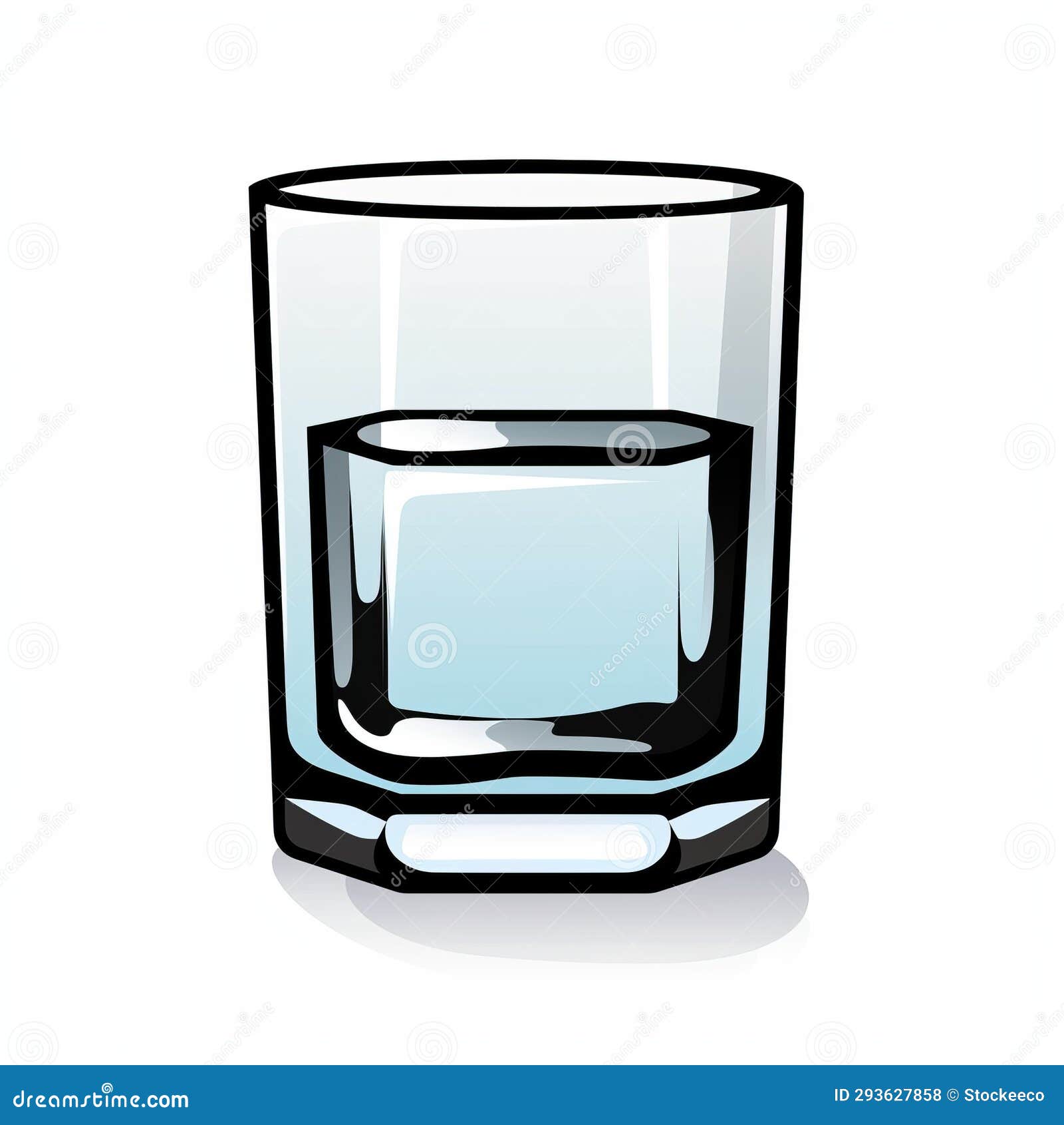 Water in Glass Vector Illustration: Clean and Sharp Inking Style Stock ...