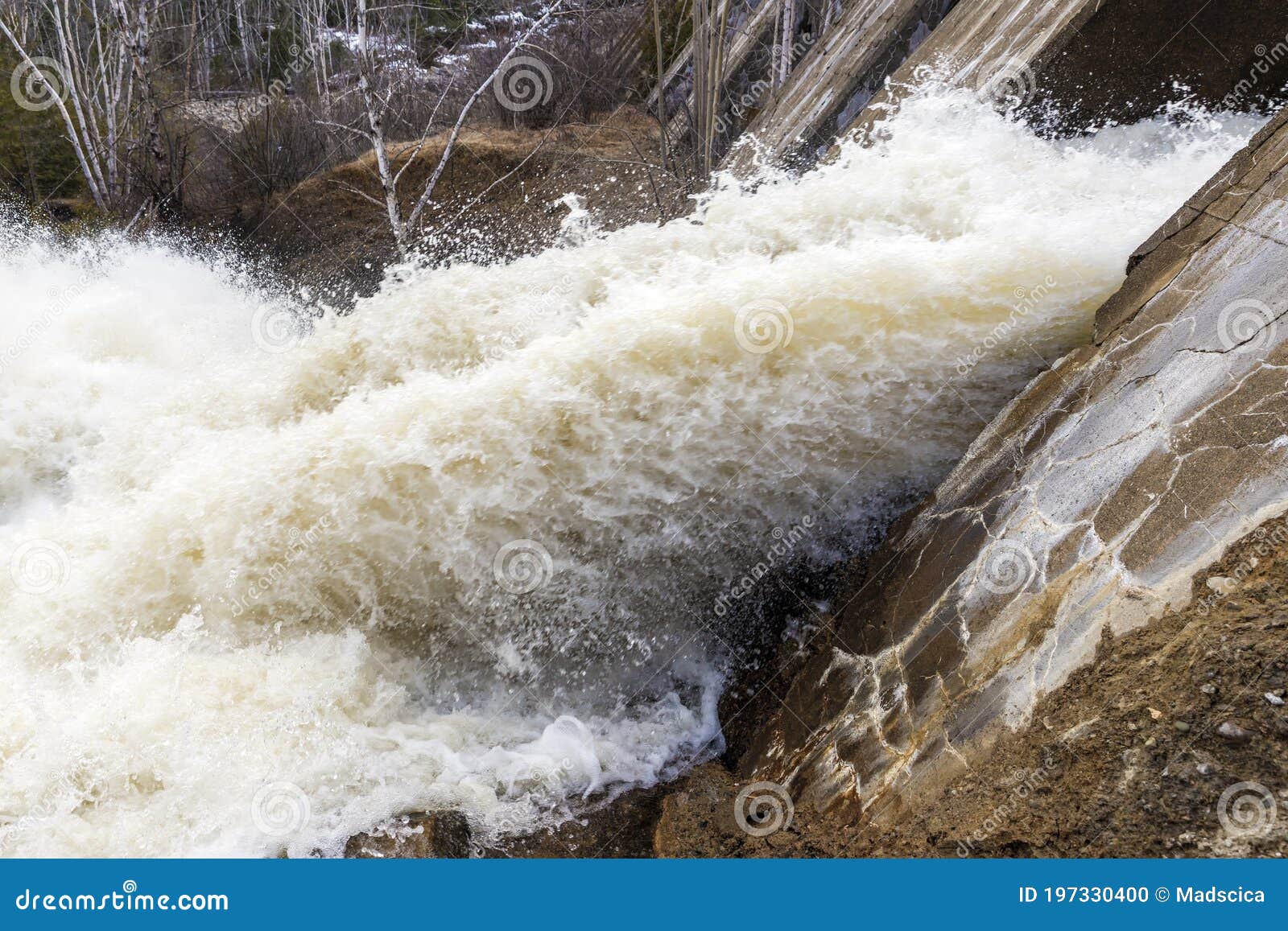 Water Gushing from the Bottom Os a Concrete Dam Stock Photo - Image of ...