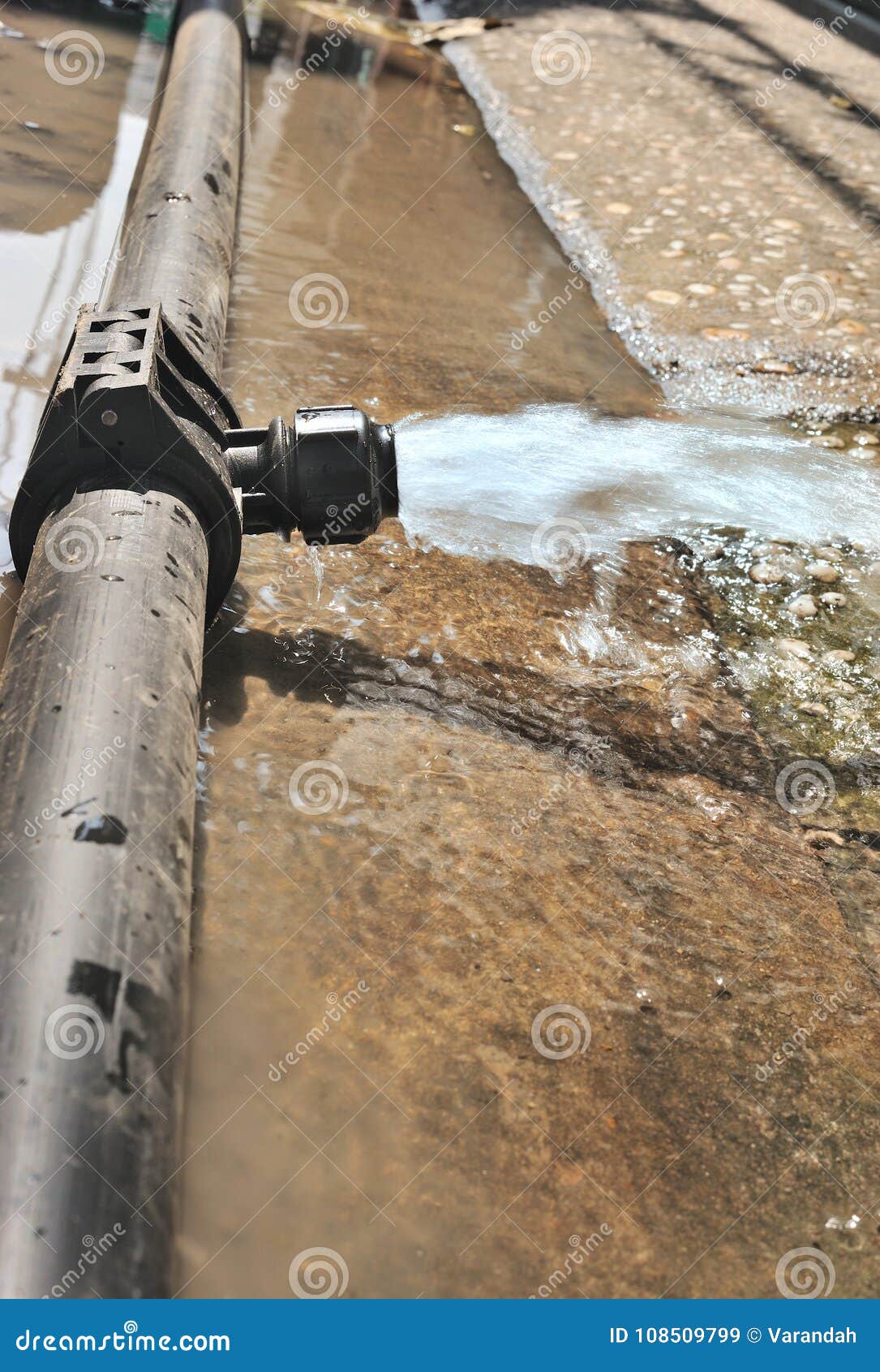 Water Gushing Out of the Pipeline during Construction Stock Image ...
