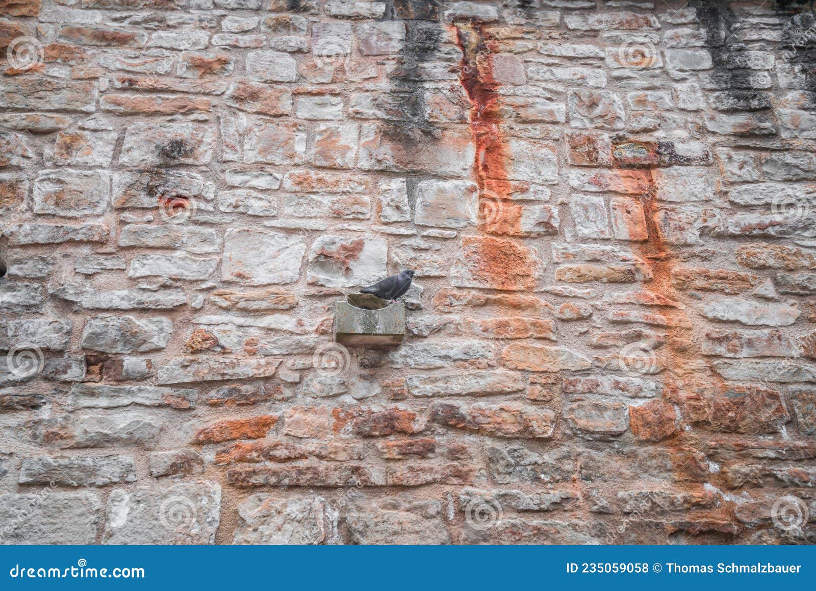 Water Gutter Stone on an Old Medieval Masonry Stone Wall Stone Wall ...