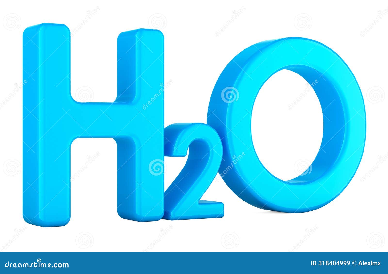 Water H2O, Chemical Formula. 3D Rendering Stock Illustration ...