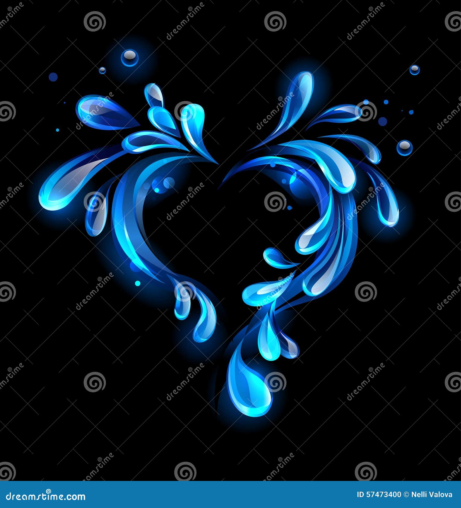 Water heart stock vector. Illustration of shiny, abstract - 57473400