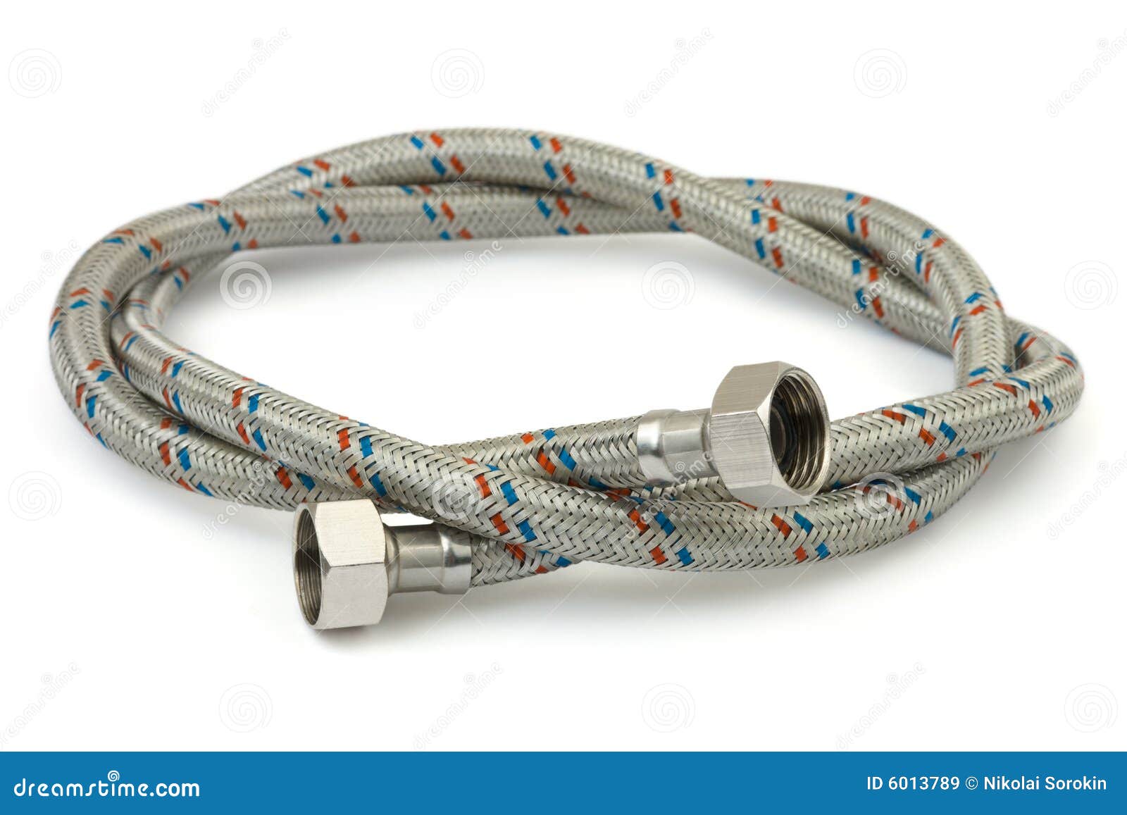 Water Hose Clamps On Black Background. Iron, Leakage. Royalty-Free ...