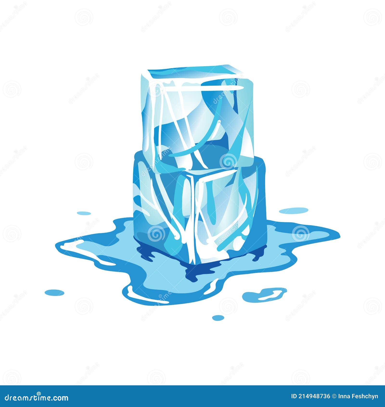 Water Ice Cube Icon. Frozen Melting Water Particles. Set of Translucent ...