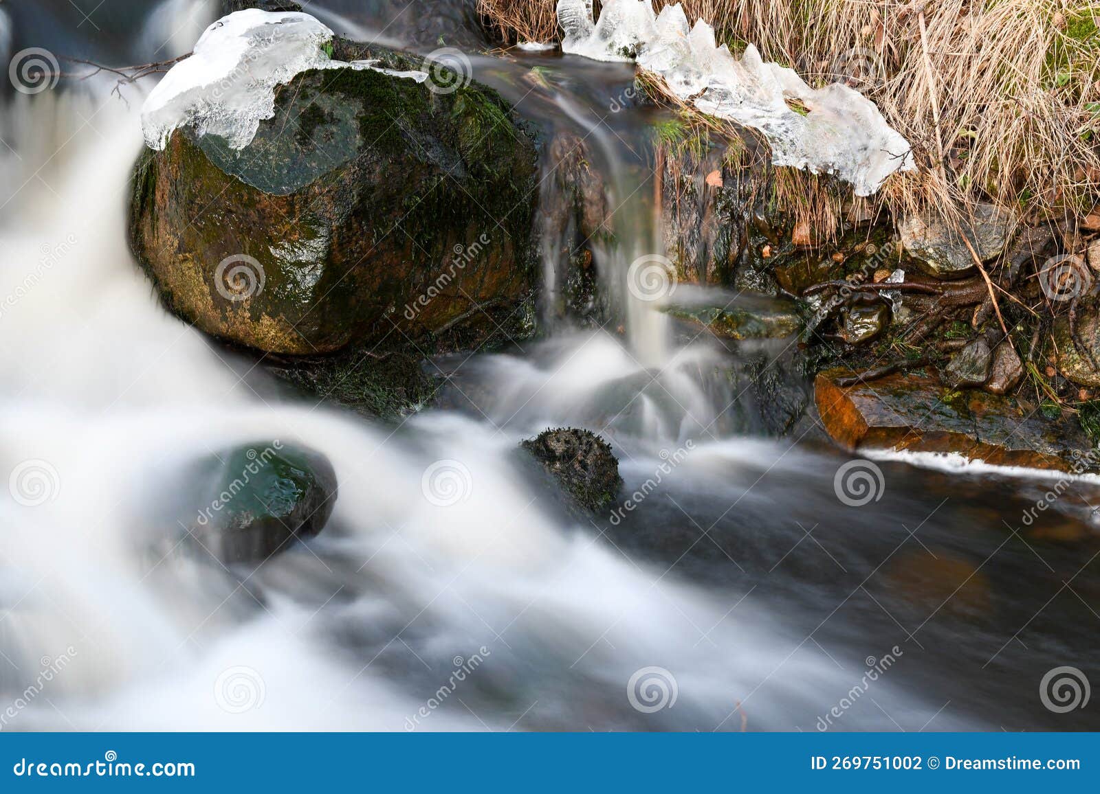 Water, Ice and Snow in Waterfall in the Nature Stock Photo - Image of ...