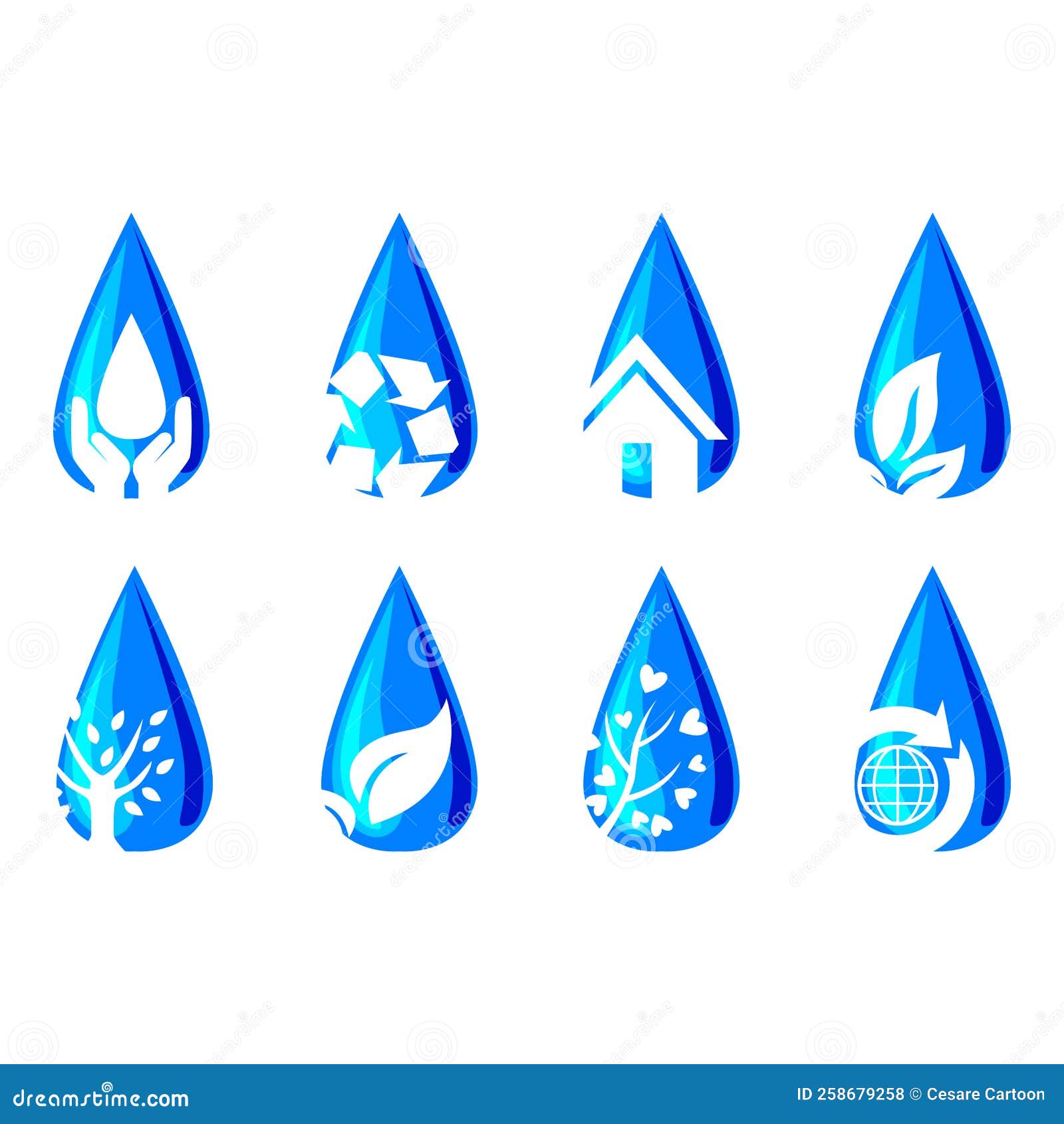 Water icon set stock vector. Illustration of life, drop - 258679258