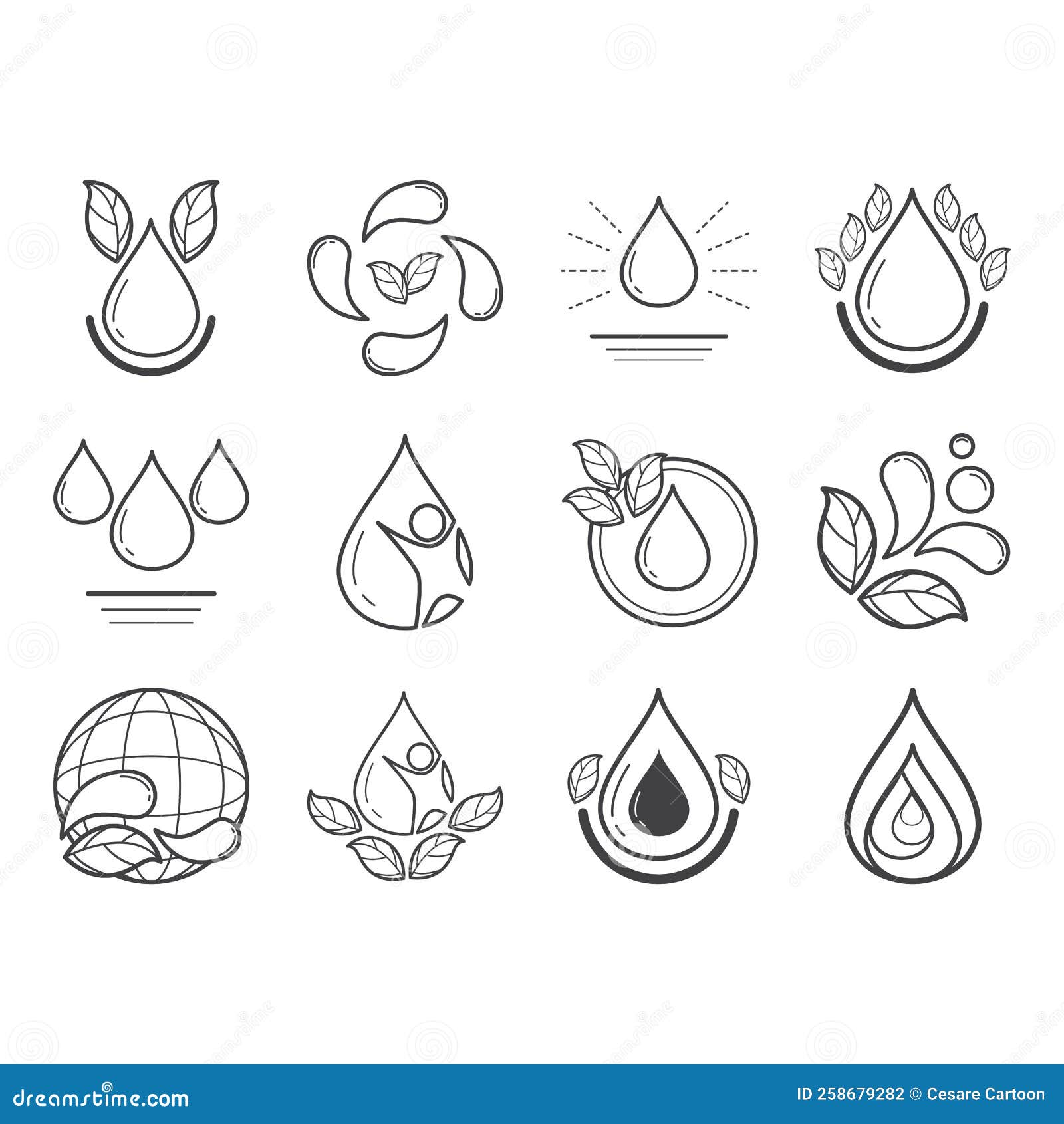 Water icon set stock vector. Illustration of drop, water - 258679282
