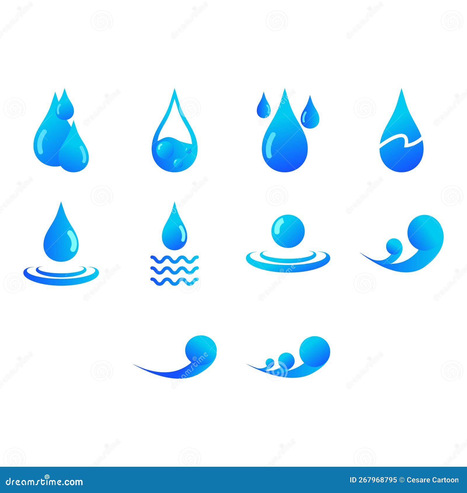 Water icon set stock vector. Illustration of wave, flat - 267968795