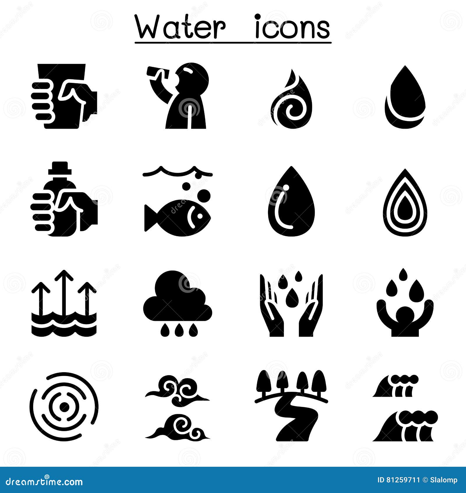 Water icon set stock illustration. Illustration of drawing - 81259711