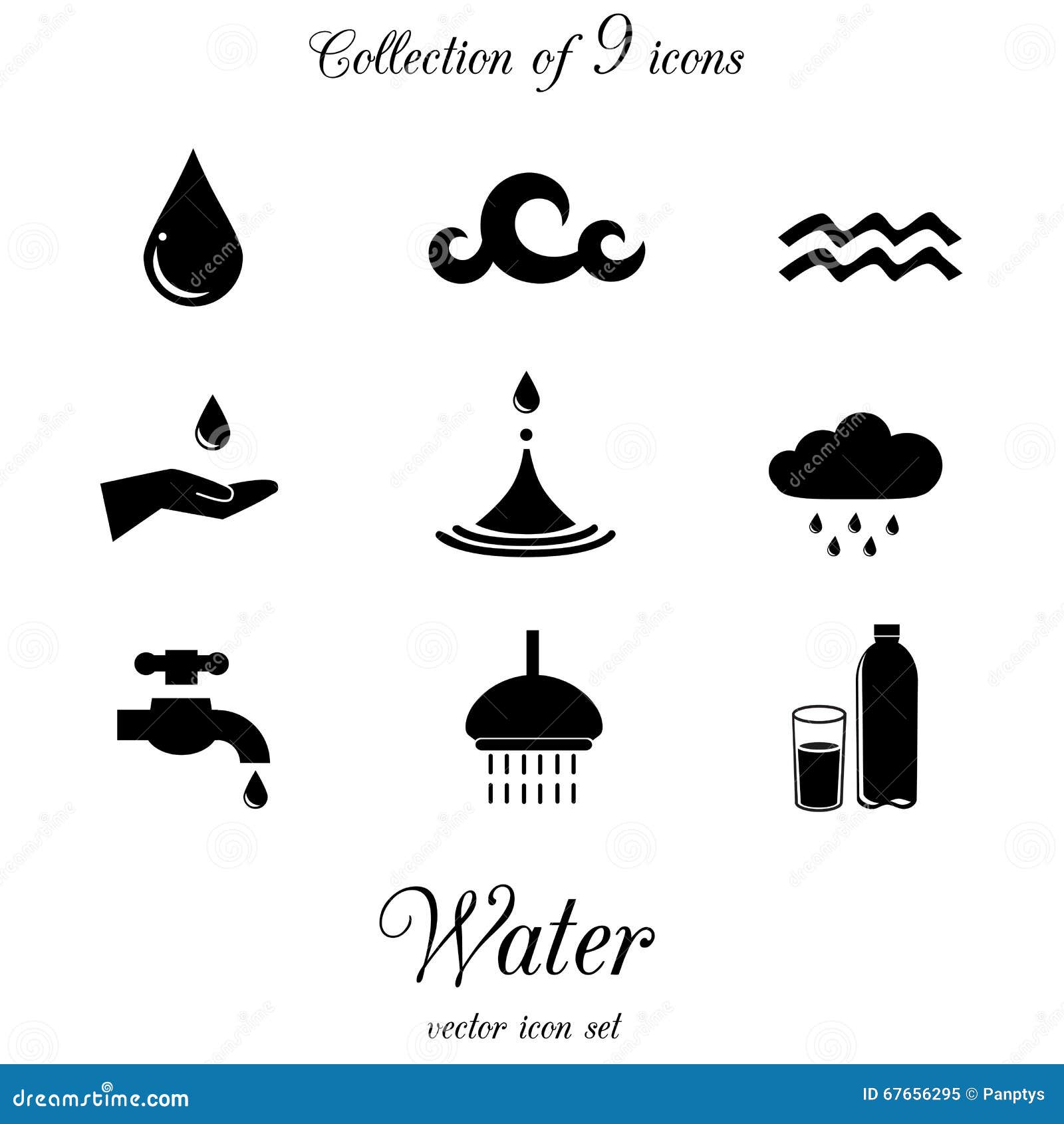 Water icon set. stock vector. Illustration of shower - 67656295