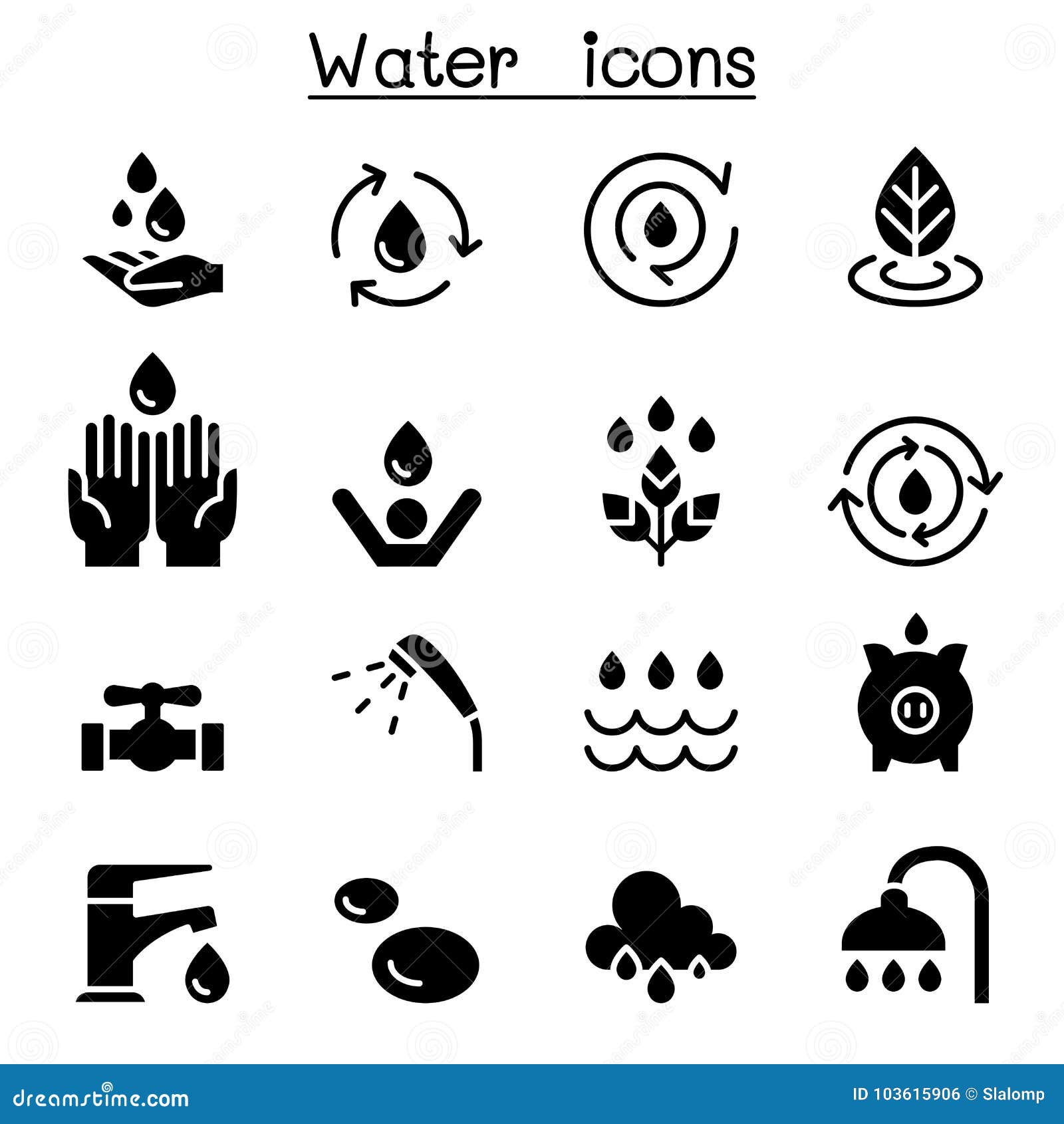Water Icon Set Vector Illustration Stock Vector - Illustration of pipe ...