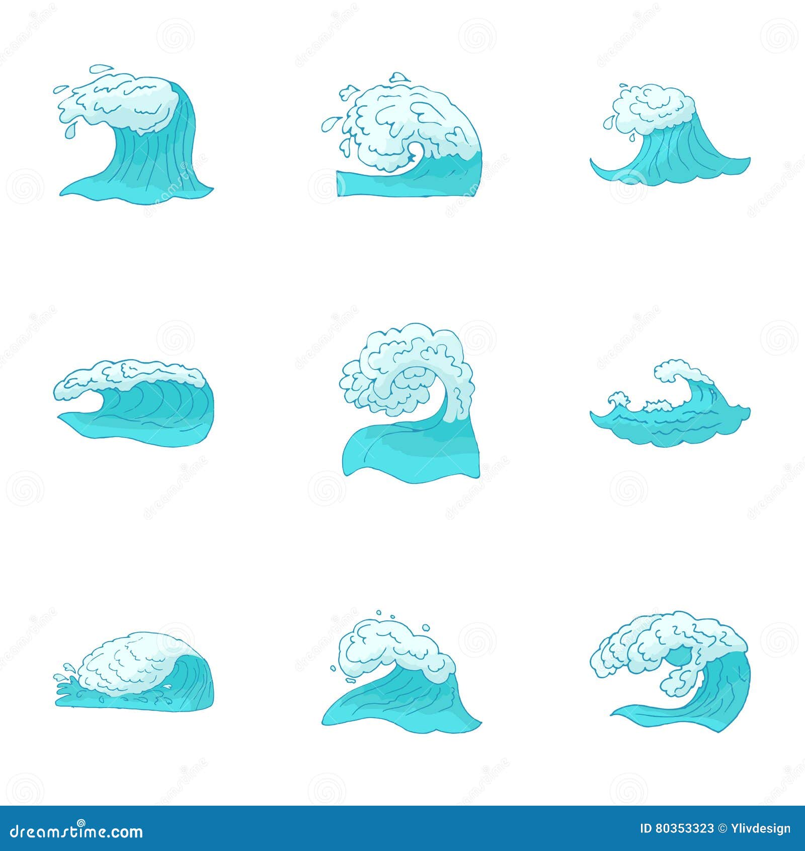 Water Icons Set, Cartoon Style Stock Vector - Illustration of noise ...