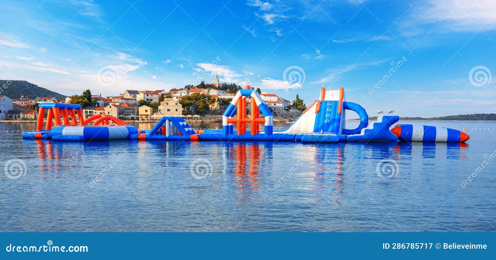 Water Inflatable Attraction. Stock Image - Image of happy, nature ...