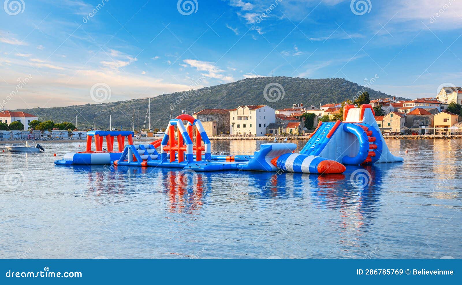 Water Inflatable Attraction. Stock Image - Image of activity, tourism ...