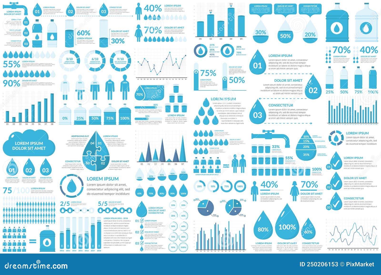 Water Infographics stock vector. Illustration of creative - 250206153