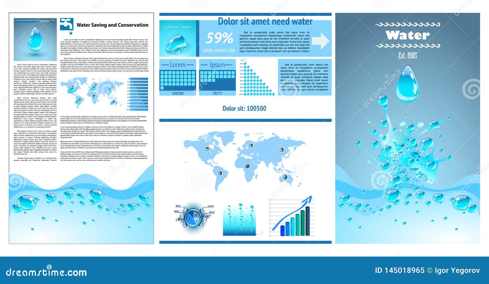 Water Infographics. Information Graphics. Charts and UI Elements Stock ...