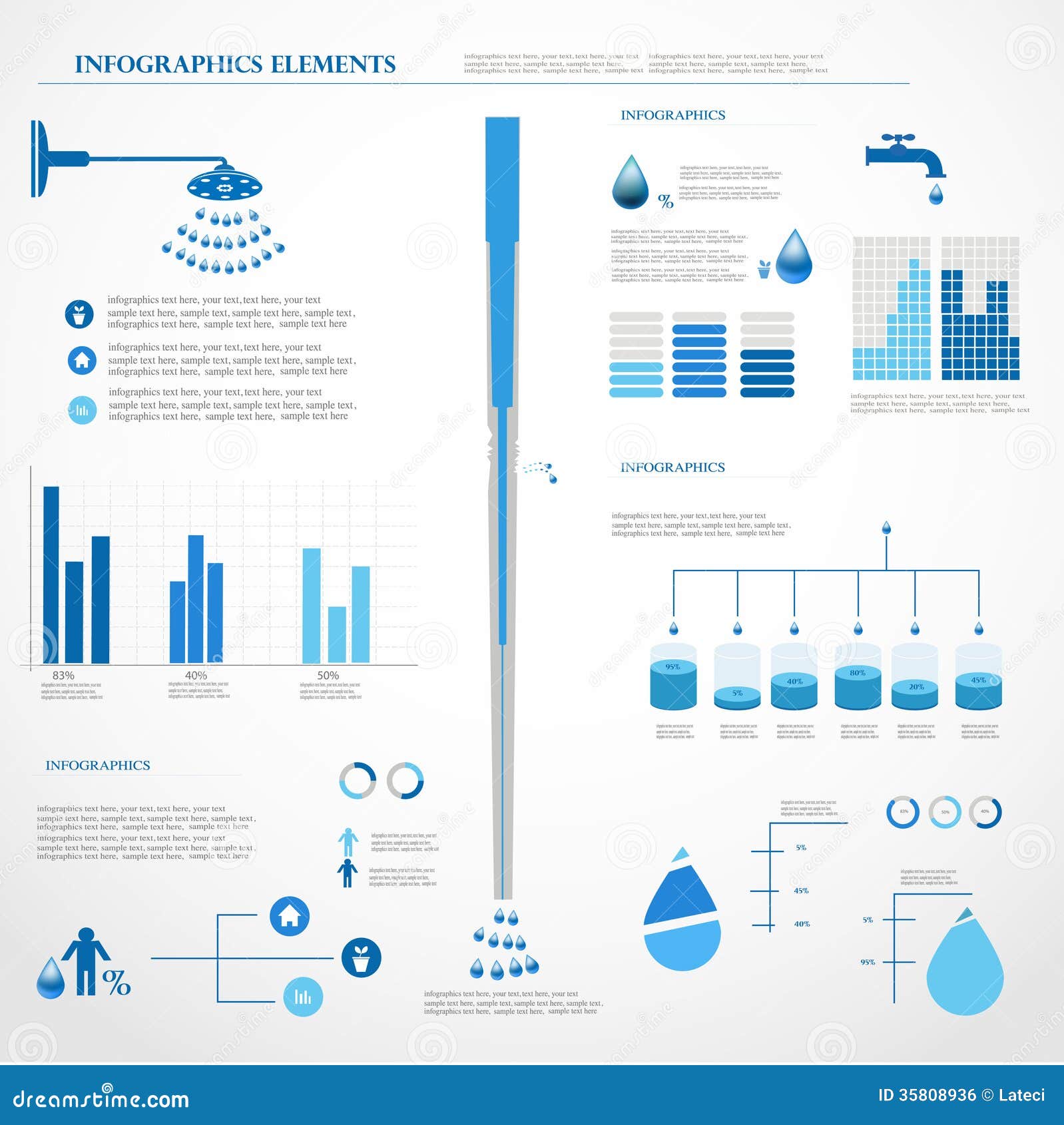 Water infographics. stock vector. Illustration of poster - 35808936