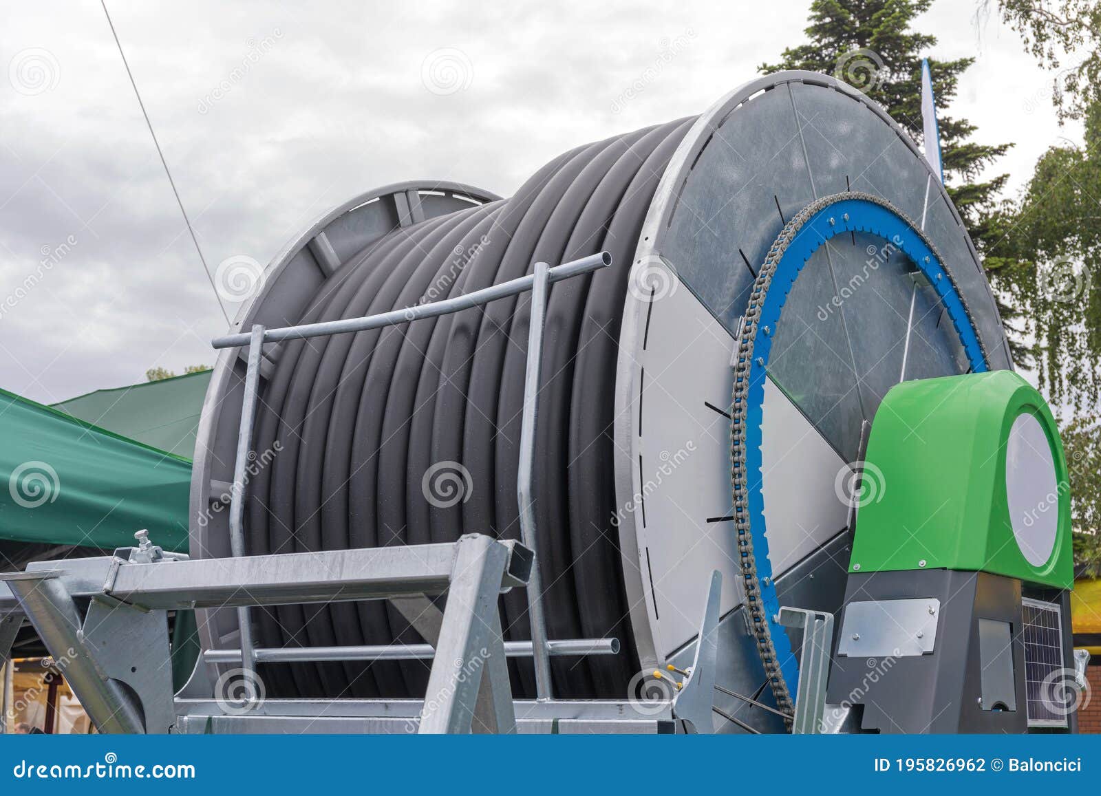 Irrigation System Pipes stock photo. Image of reel, industrial - 195826962