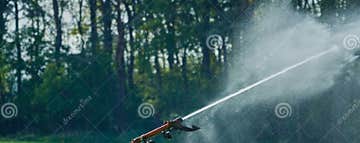 Water Jet from an Irrigation System for Field Irrigation on a Field ...