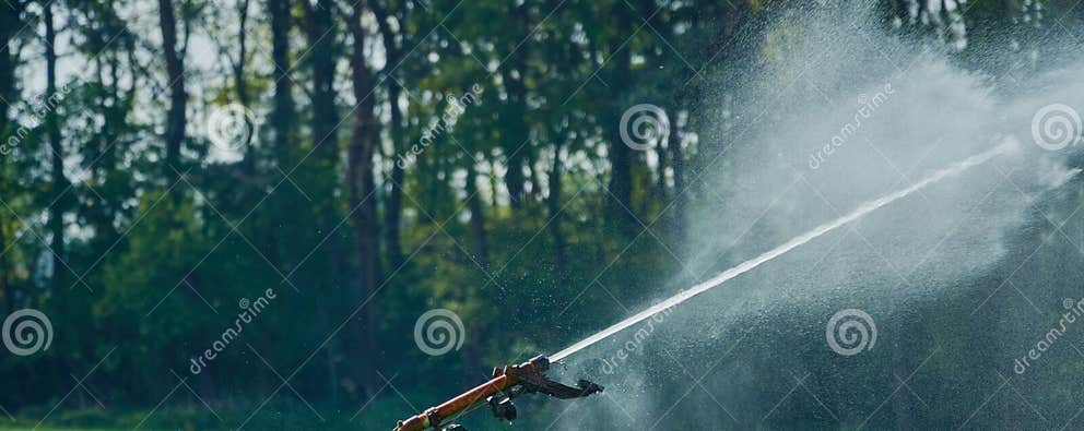 Water Jet from an Irrigation System for Field Irrigation on a Field ...